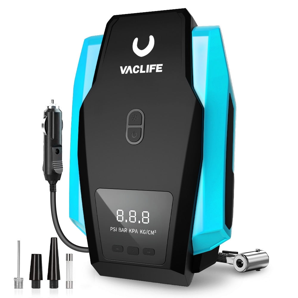 VacLife Air Compressor Tire Inflator, DC 12V Auto Tire Pump with LED ...