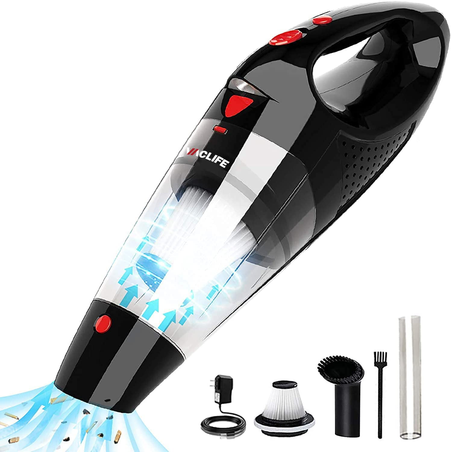 Vaclife Small Electric Handheld Vacuum Cordless Car Cleaner With 2