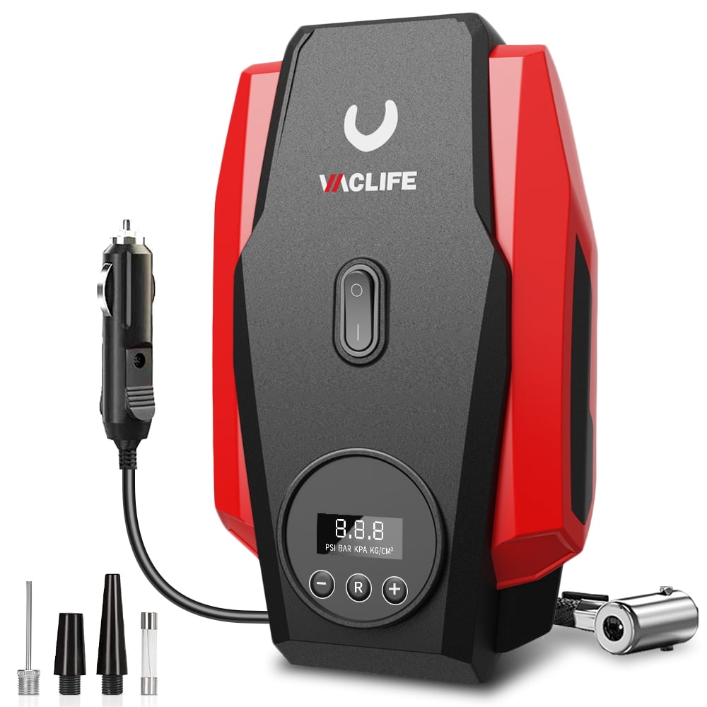 VacLife Tire Inflator Portable Air Compressor - Air Pump for Car Tires - 12V DC Compact Tire ...