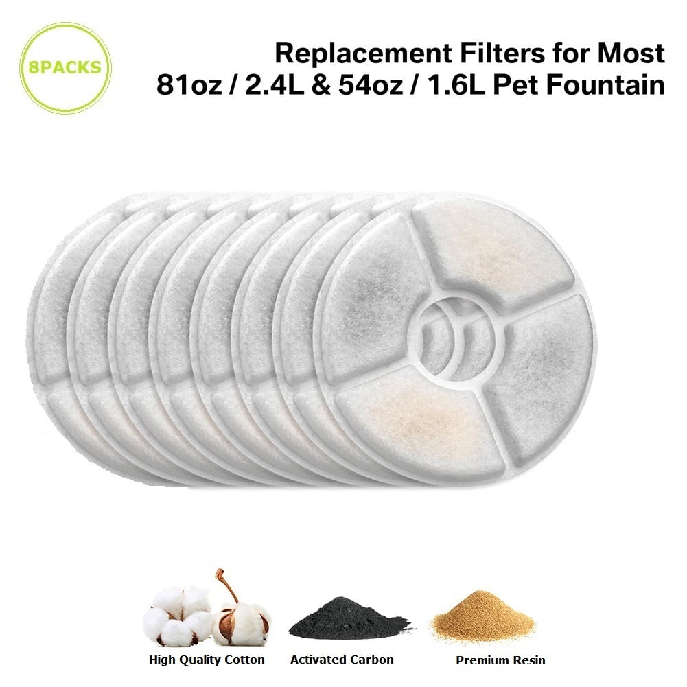 VacYaYa 8Packs Cat Water Fountain Filters, Triple Filtration System Pet ...