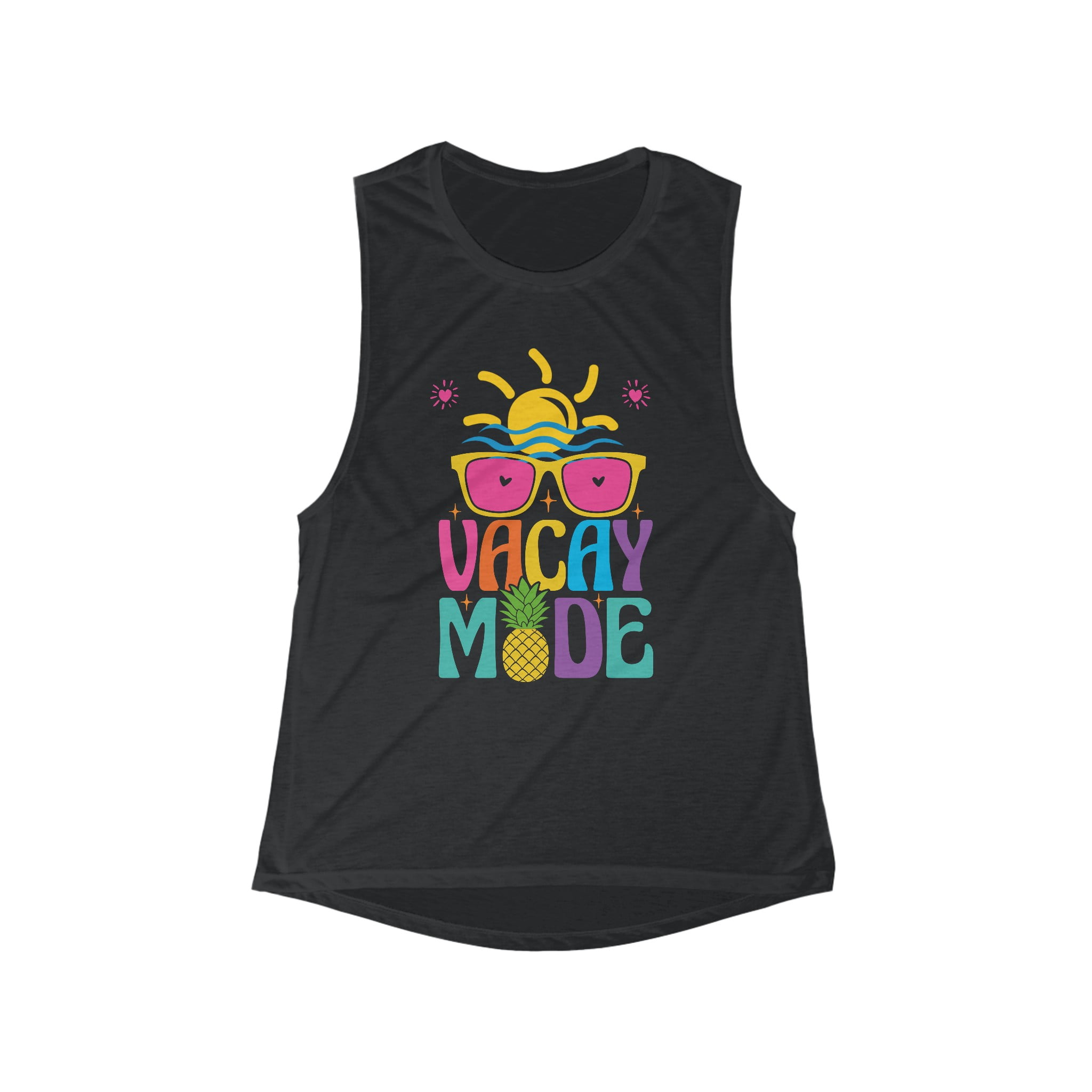 Vaca Mode Sunny Vacation Womens Muscle Tank Sunglasses Pineapple Fun ...