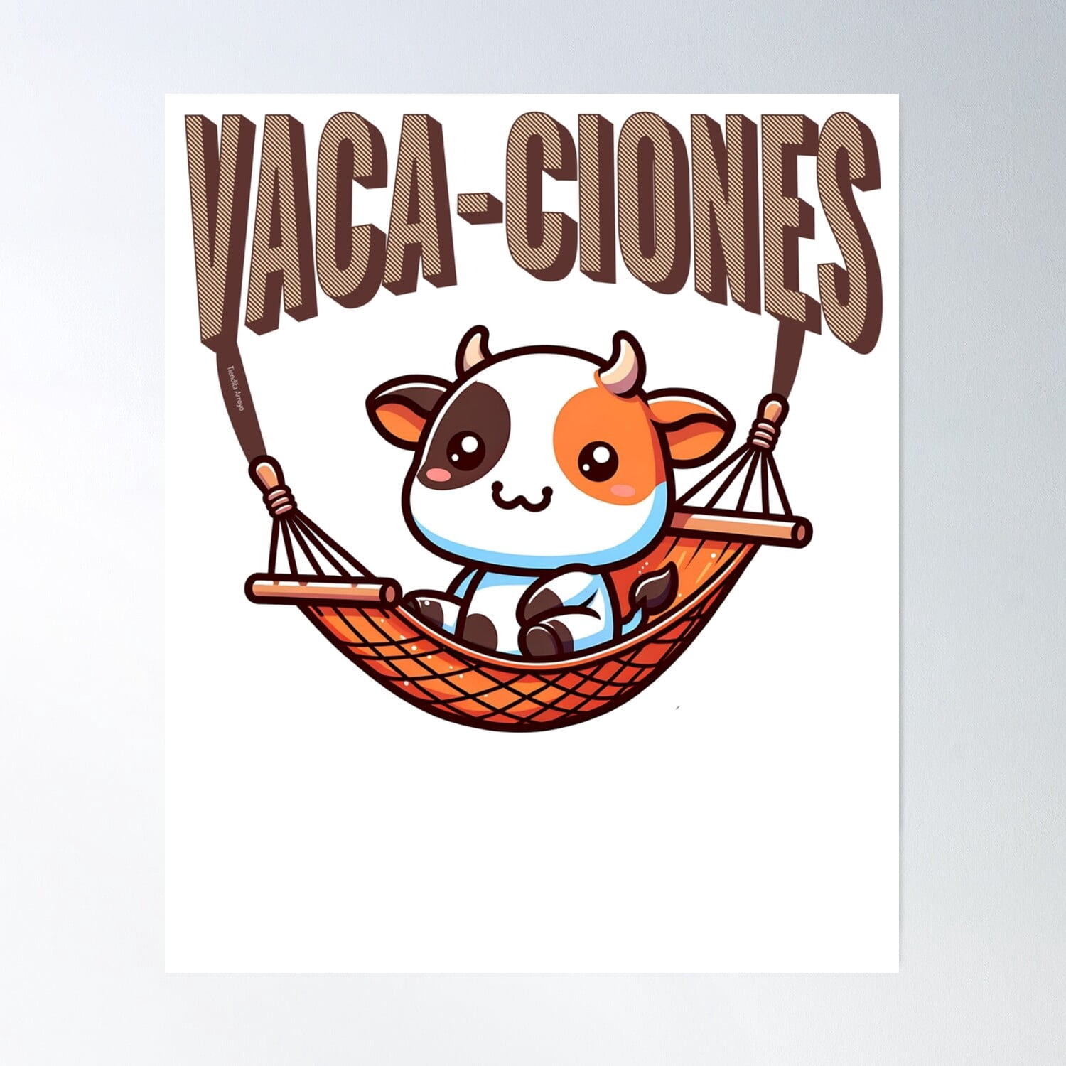 Vacaciones Spanish Summer Vacation Funny Punny Cute Cow Poster Wall Art ...