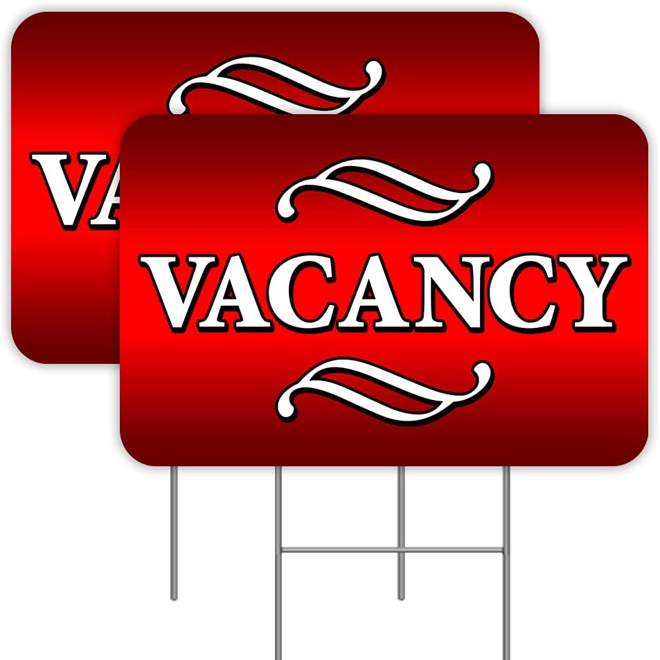 Vacancy 2 Pack Double-Sided Yard Signs 16" x 24" with Metal Stakes ...