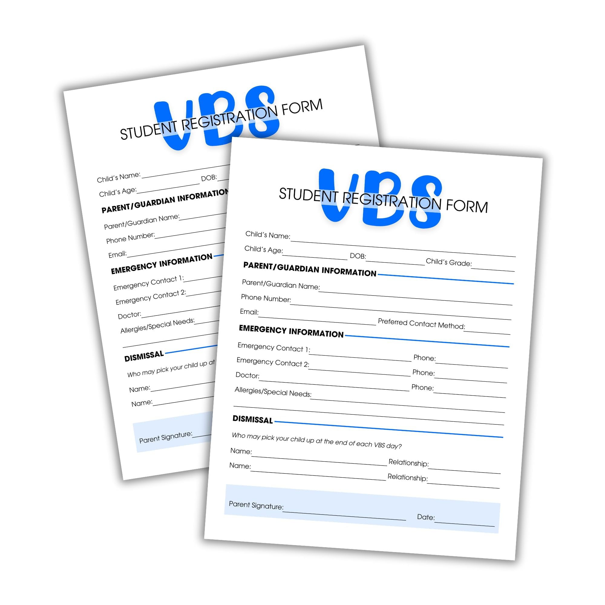 Vacation Bible School Registration Forms 50 pk 8.5x11 Activities ...