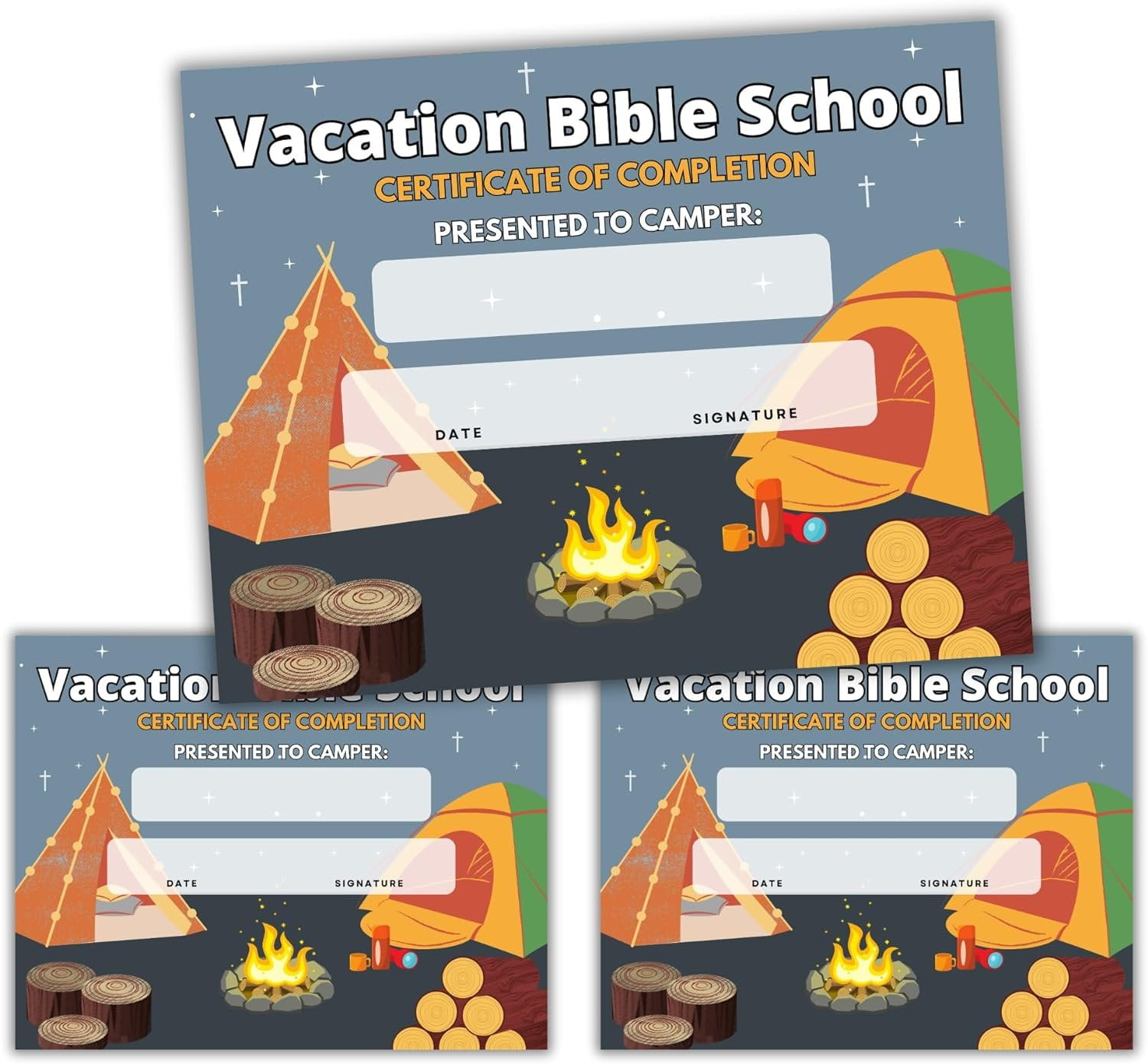 Vacation Bible School VBS Certificate of Completion Award 50 pk 8.5x11 ...