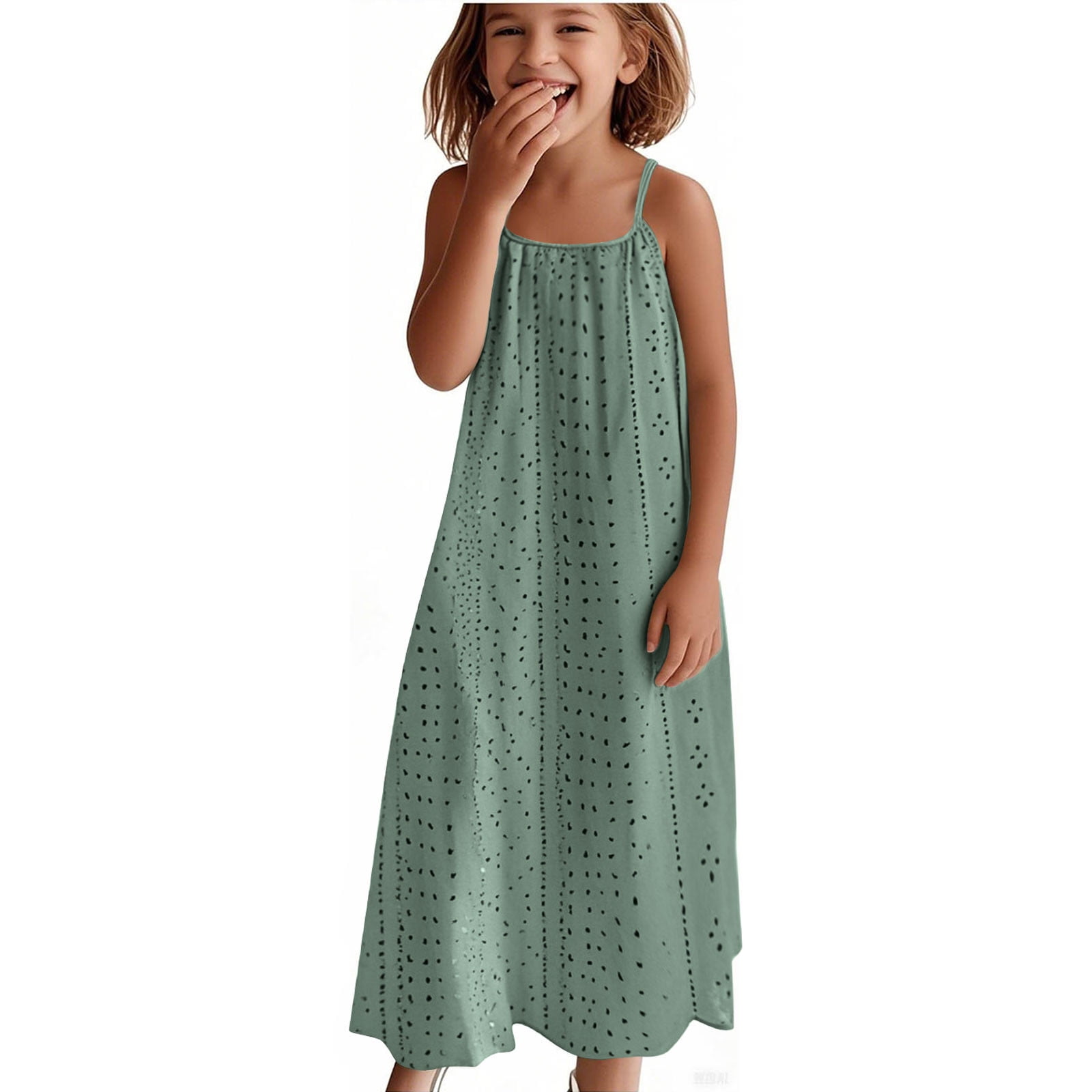 Vacation Dresses for Girl 2025 Clearance Girls Summer Eyelets Maxi ...