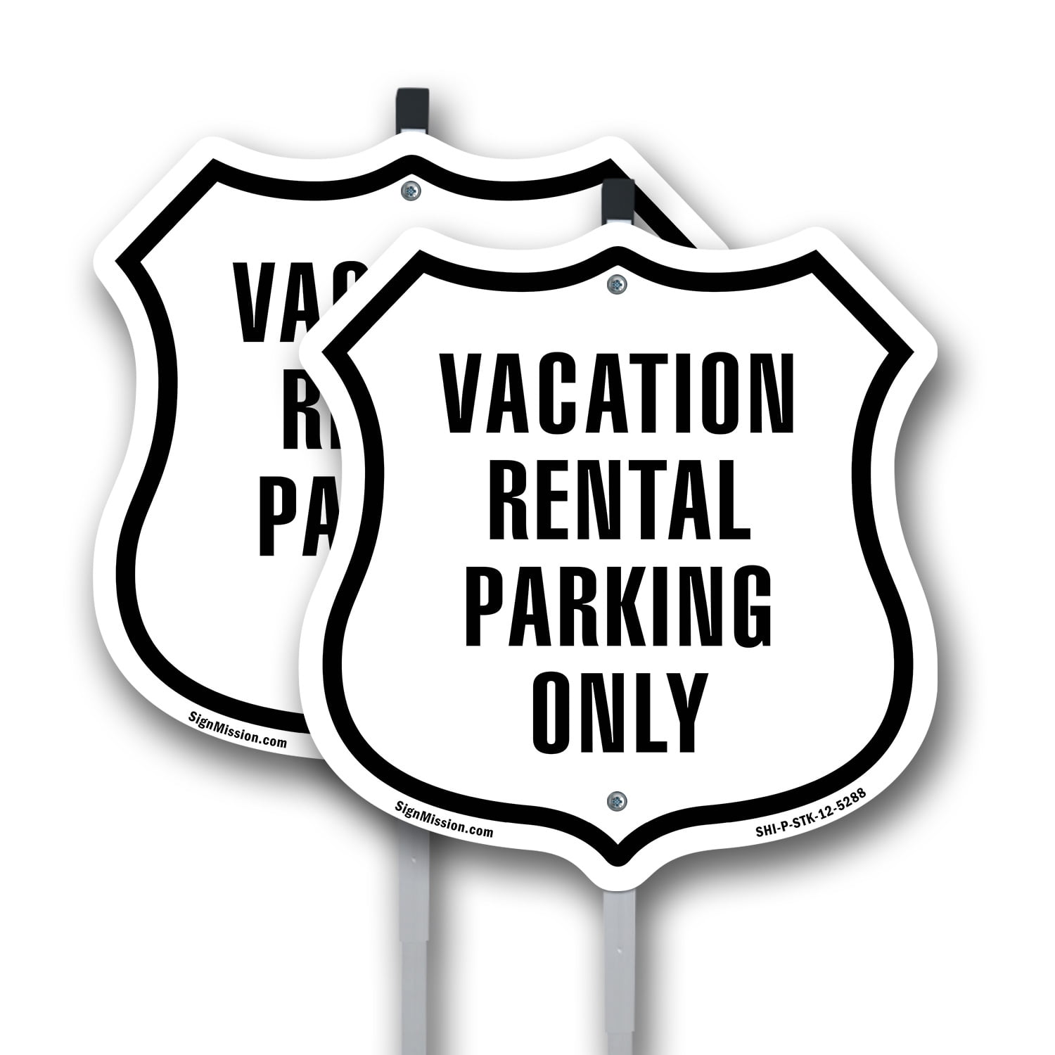 Vacation Rental Parking Only (2 Pack) 12 inch X 12 inch Shield Shaped ...