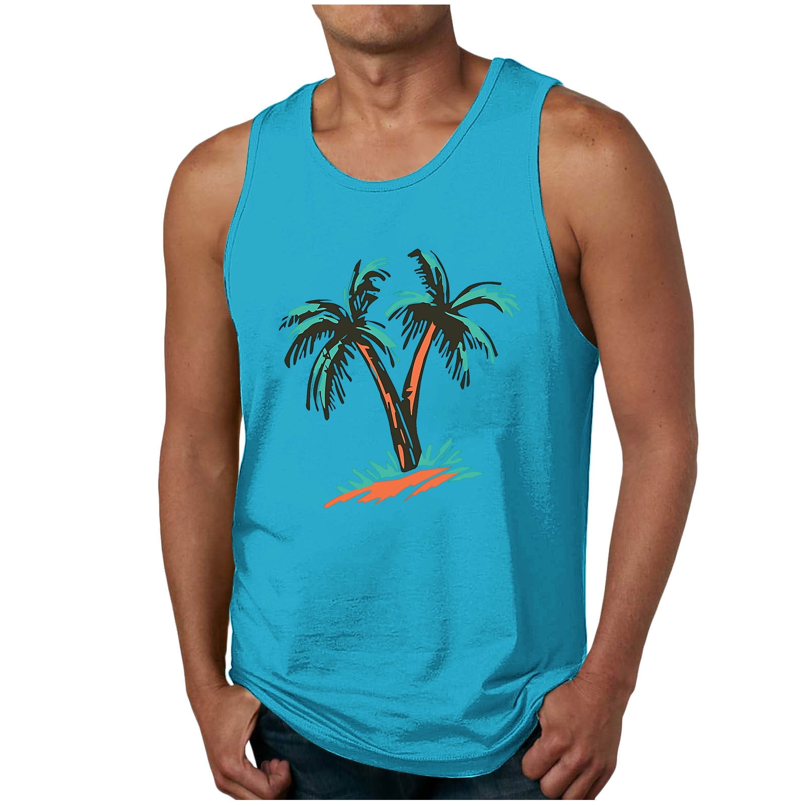 Vacation Shirts For Men Green Men Tank Tops Loose Fit Petite Floral ...