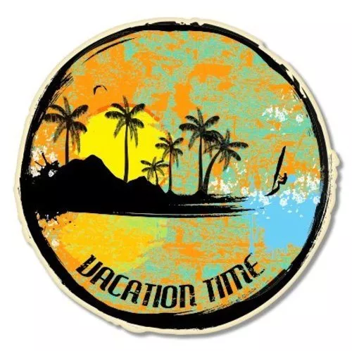 Vacation Time Tropical Surf Sun Beach Car Sticker Phone Decal Water ...