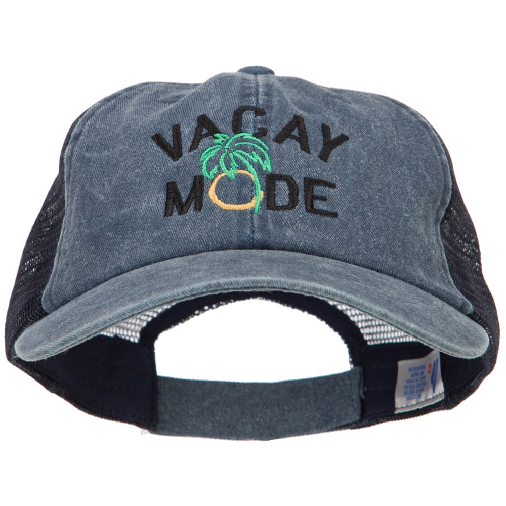 Vacay Mode Embroidered Washed Twill Trucker Cap - Navy Navy OSFM ...