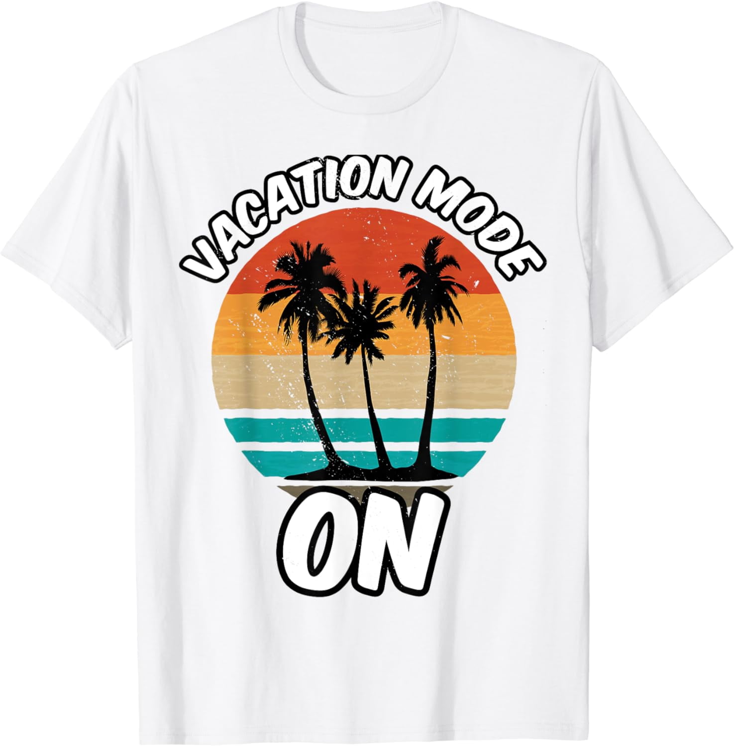 Vacay Mode On Family Trip Summer Vacation Retro Palm Sunset T-Shirt ...