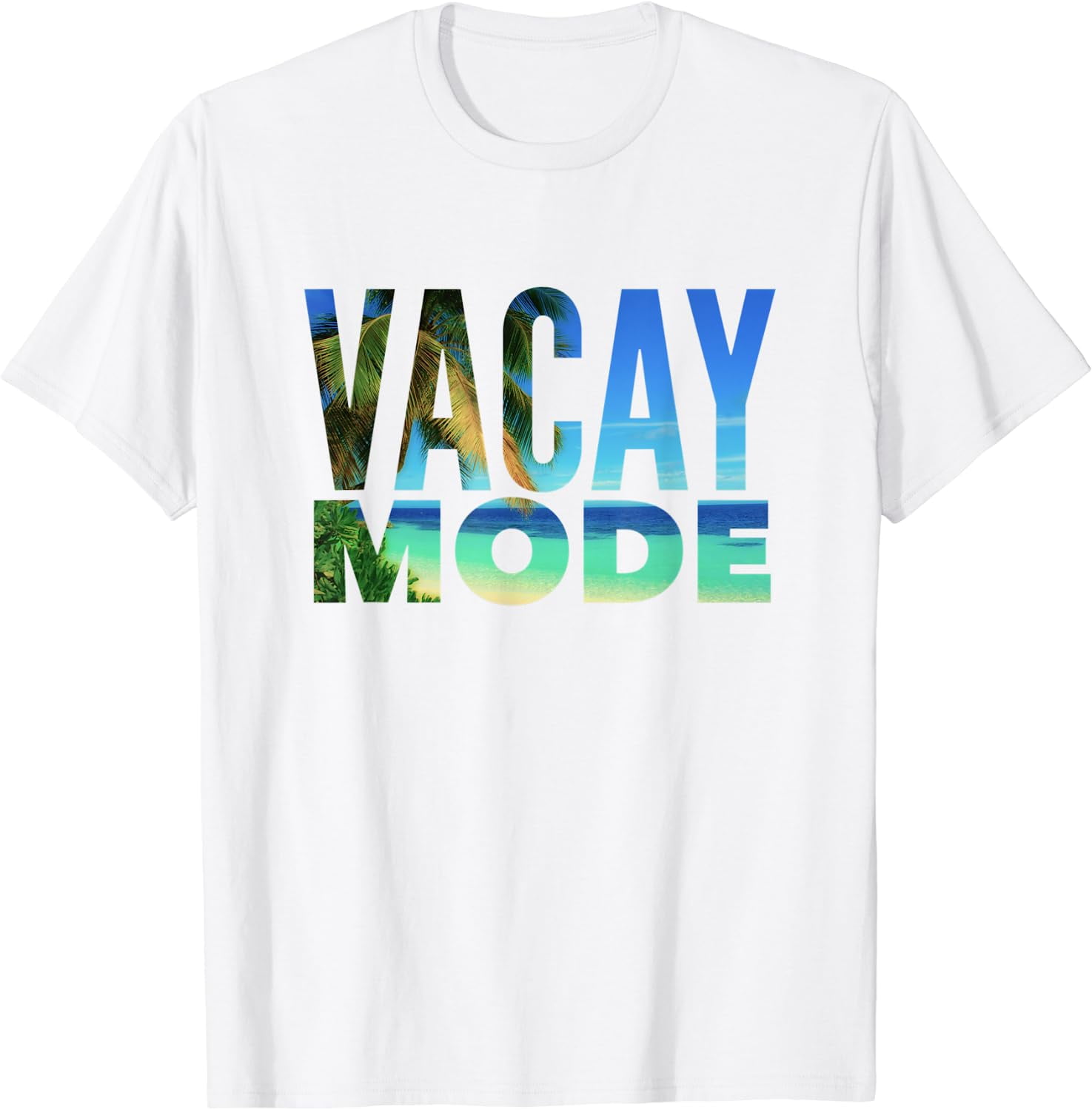 Vacay Mode Summer Vacation Tropical Beach Palm Trees & Ocean T-Shirt ...