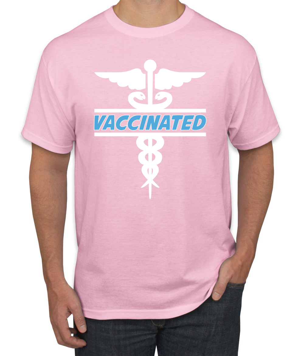 Vaccinated Medical Symbol Logo Humor Men's Graphic T-Shirt, Light Pink ...