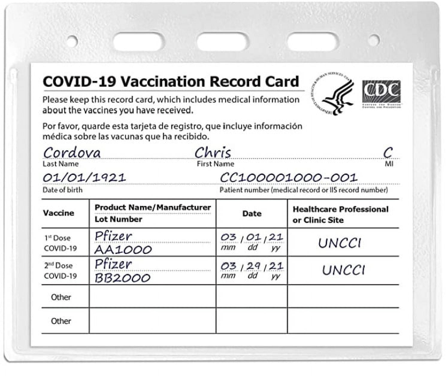 Vaccine Card Protector 4 X 3 Inches Immunization Record Vaccination ...
