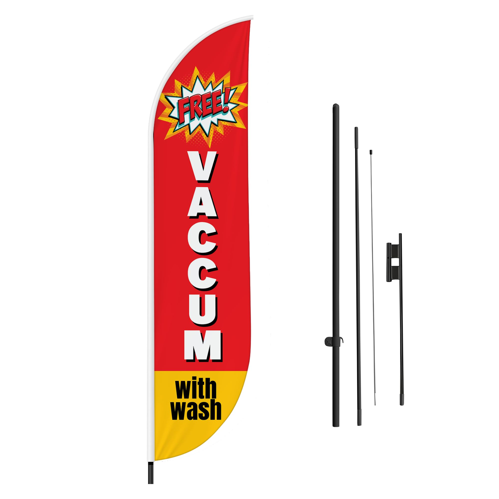 Vaccum Wash Feather Flag(11.5feetX2.5feet) by DreamController for ...