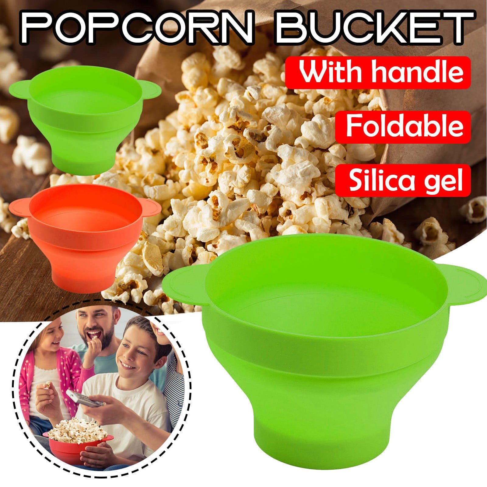 Vacemry 2Pcs Silicone Popcorn Maker, Microwave Safe Foldable Bowl, Food ...
