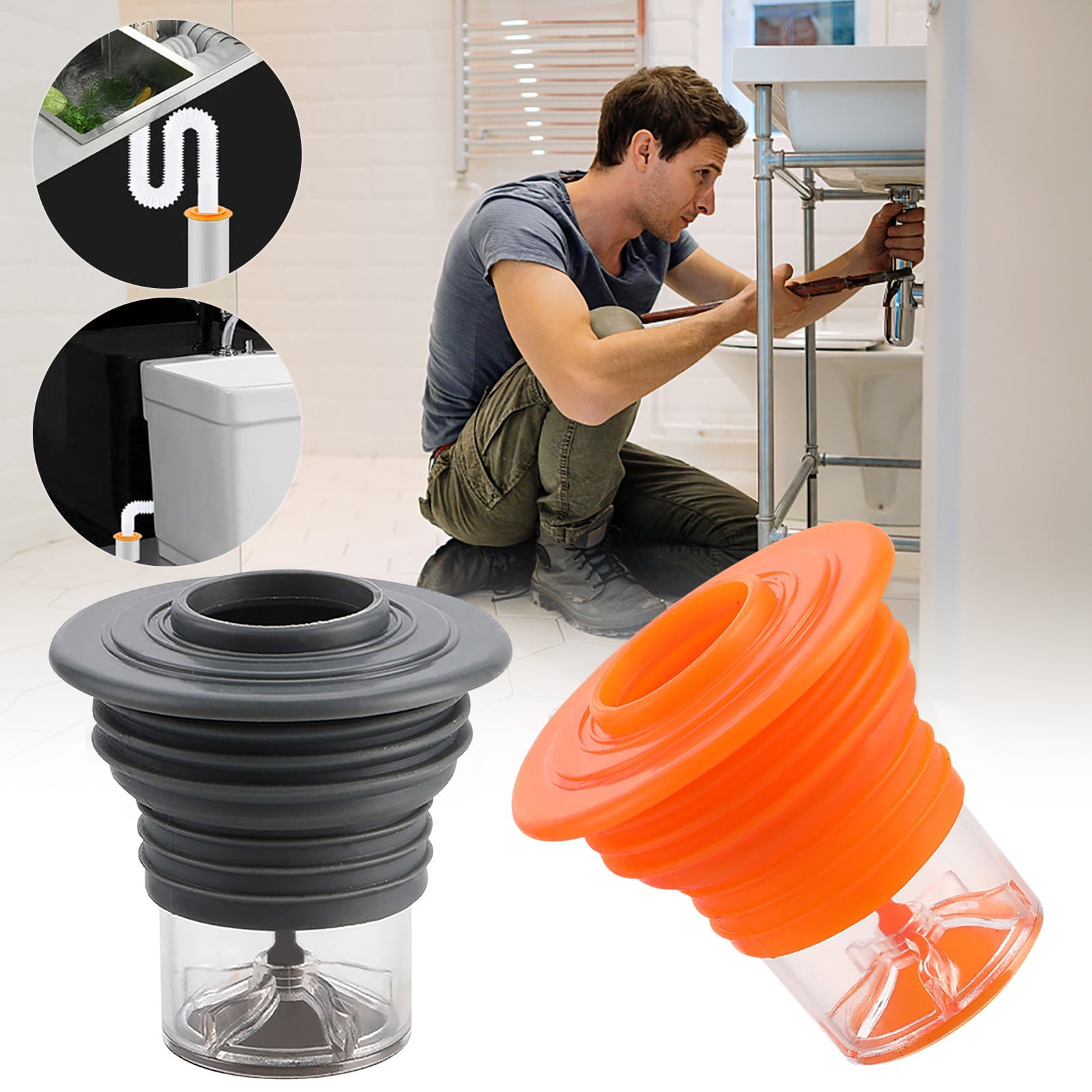 Vacemry 2Pcs Sink Drain Cover, Kitchen Sink Drain Cover, Silicone Pipe ...