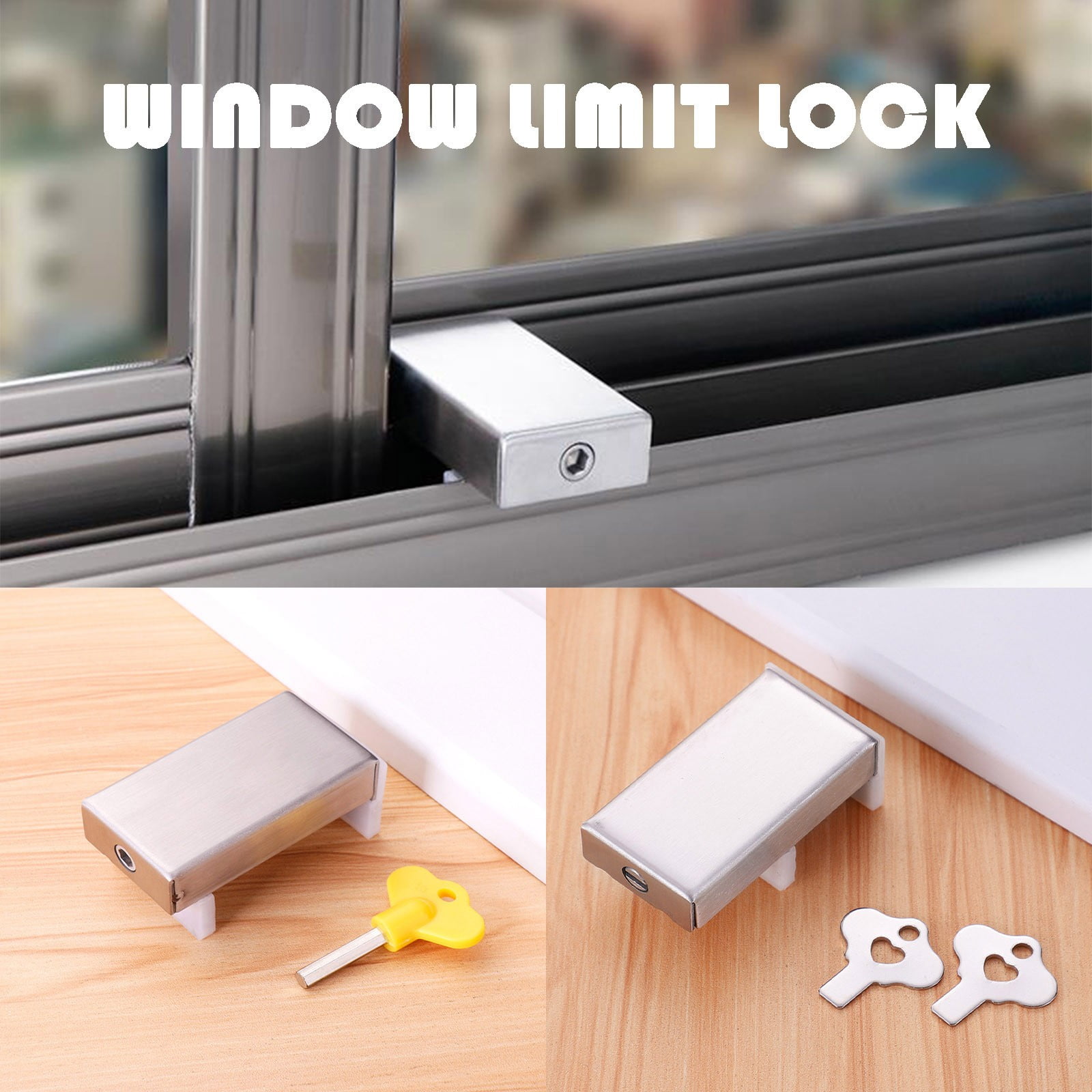 Vacemry 2Pcs Window Lock, Stainless Steel Window Lock and Limiter ...