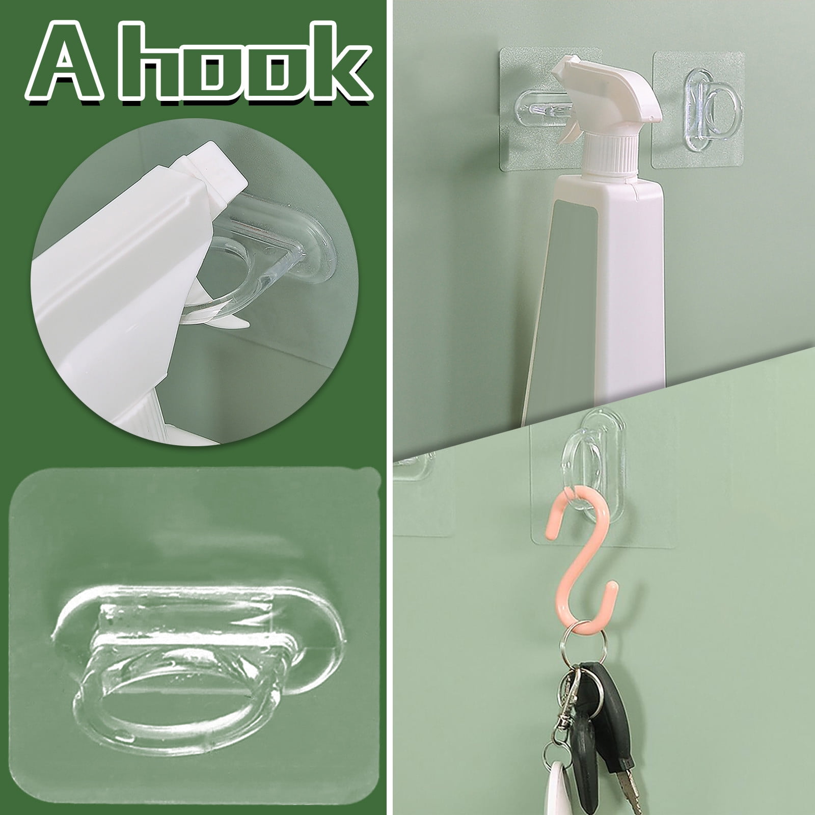 Vacemry 3Pcs Wall Hook, Transparent Wall Mounted Ring Hook, No Mark ...