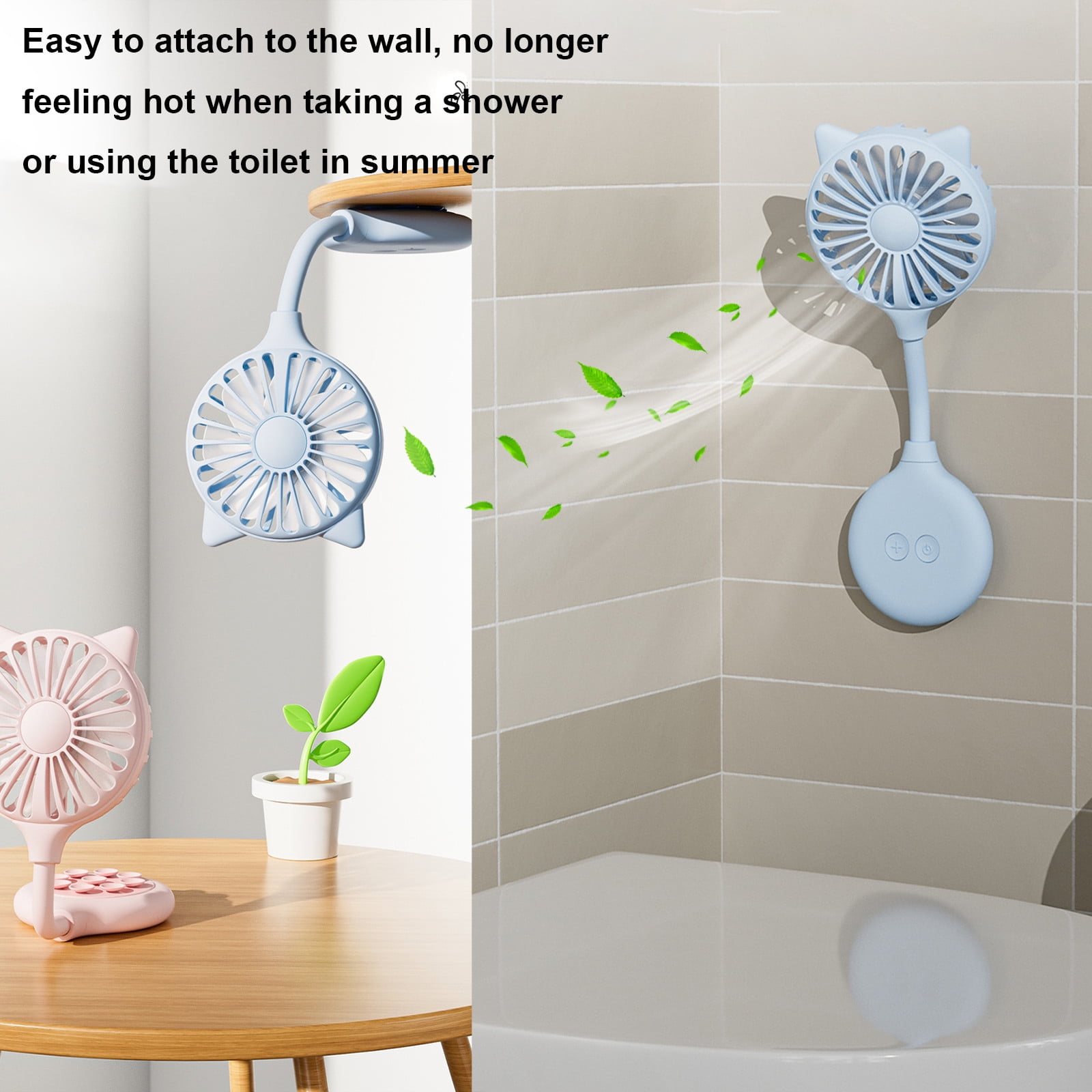 Vacemry 4Pcs Portable Suction Cup Fan, Desktop Wall Mount Fan with USB ...