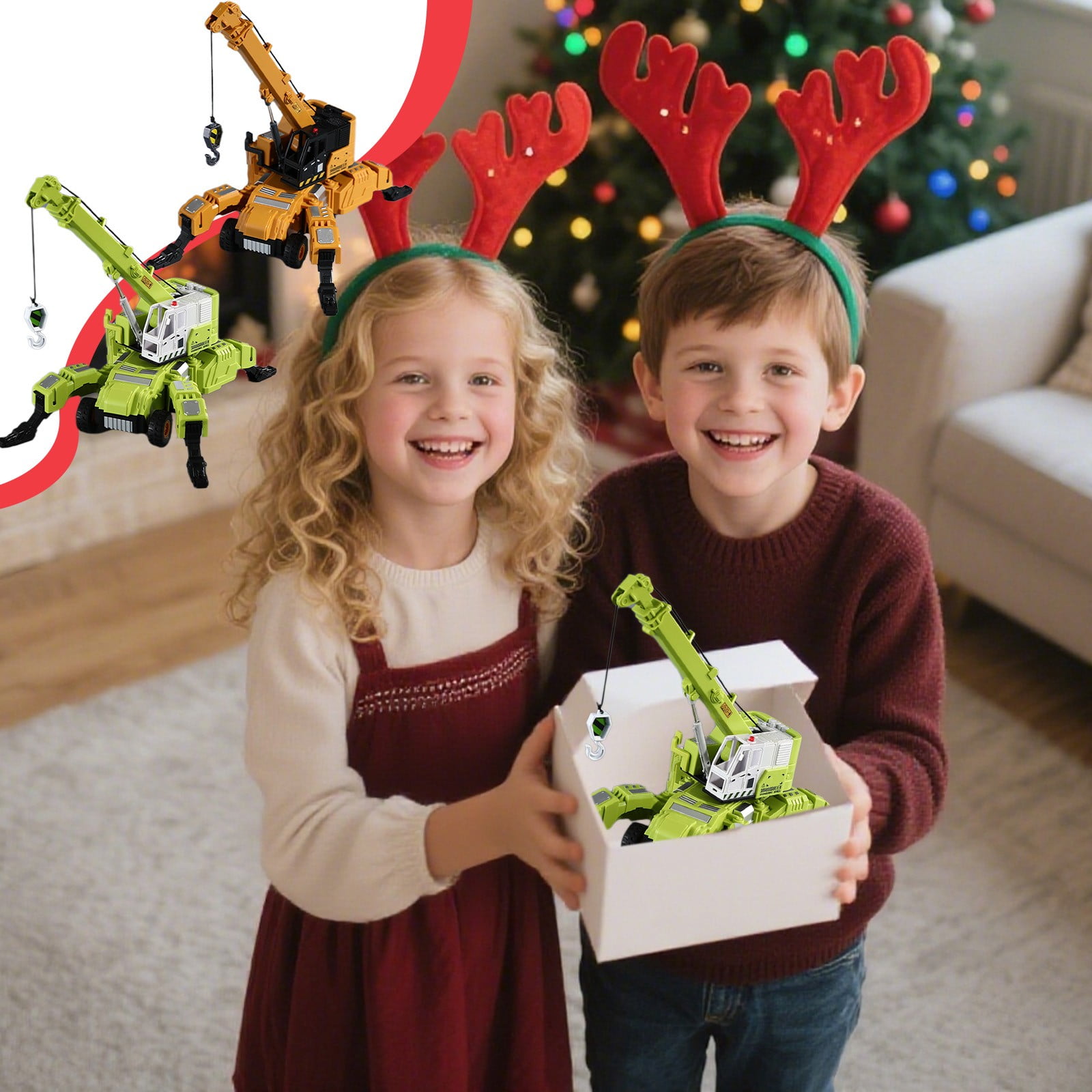 Vacemry under $5 1Pcs Deformable Engineering Truck, Transformable Vehicle Model, Liftable Crane ...