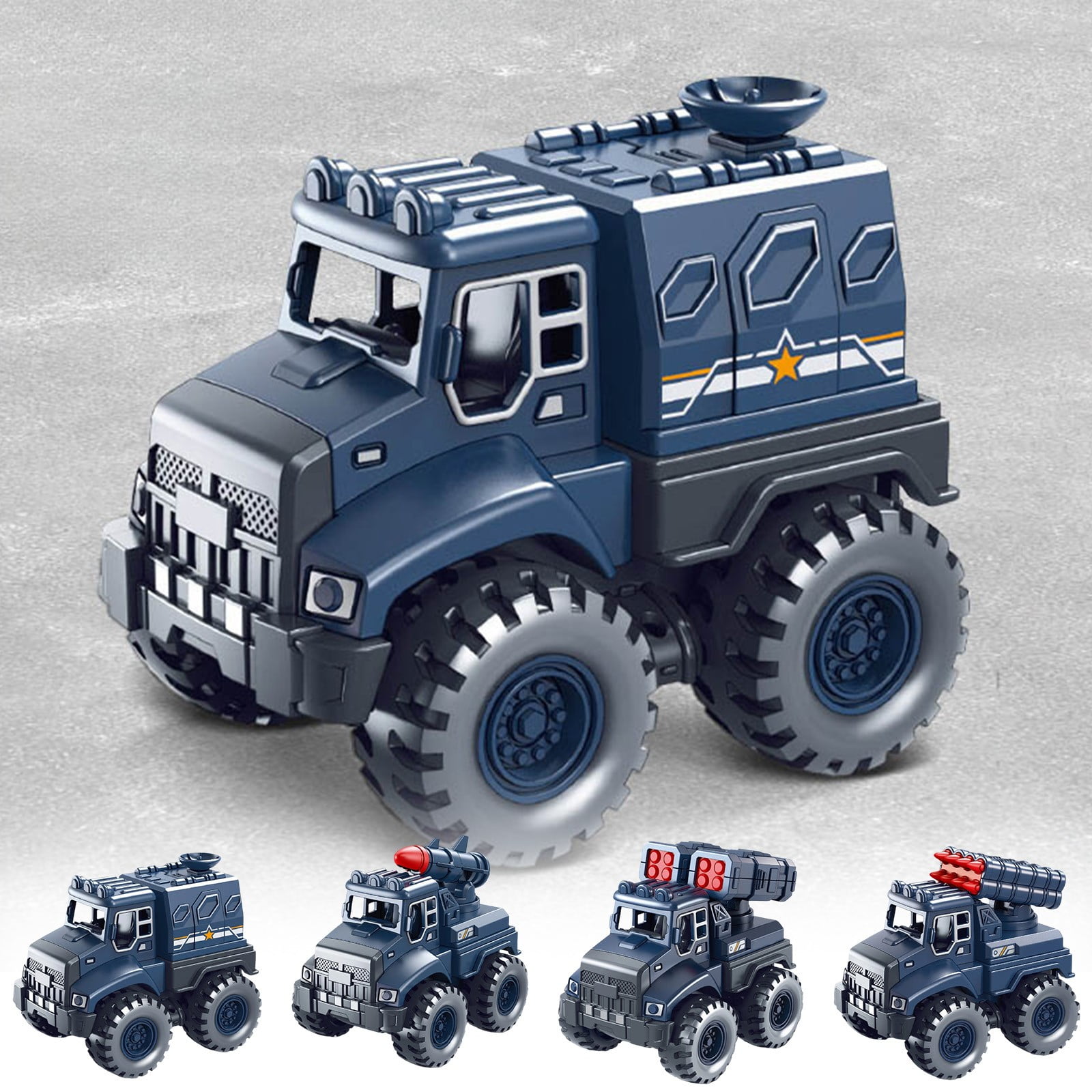 Vacemry under $5 4Pcs Military Toy Car, Inertia Powered Simulation ...