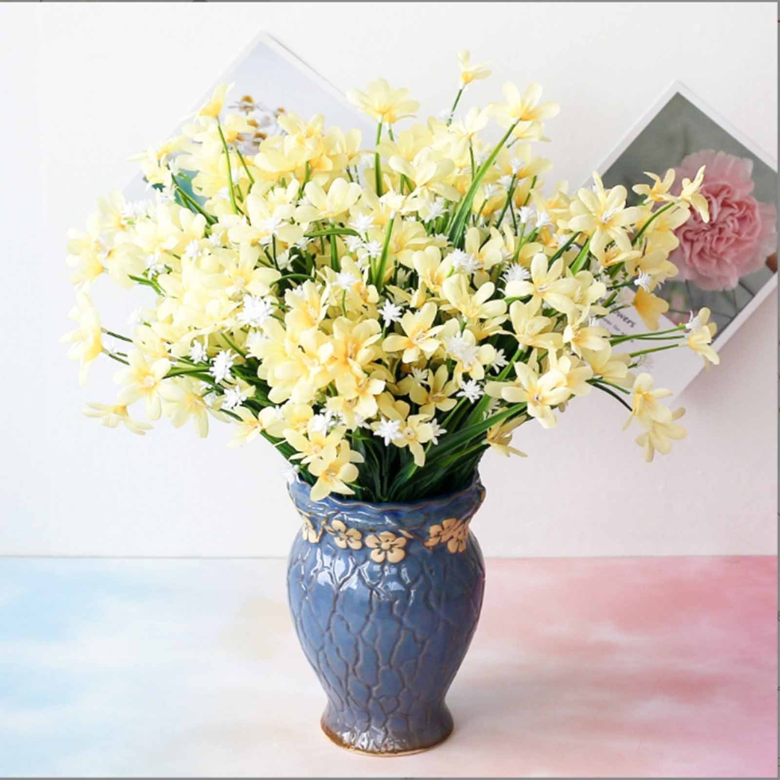 Vacemry Under $5 Artificial Flower Bundle, Multi Head Lily Arrangement ...