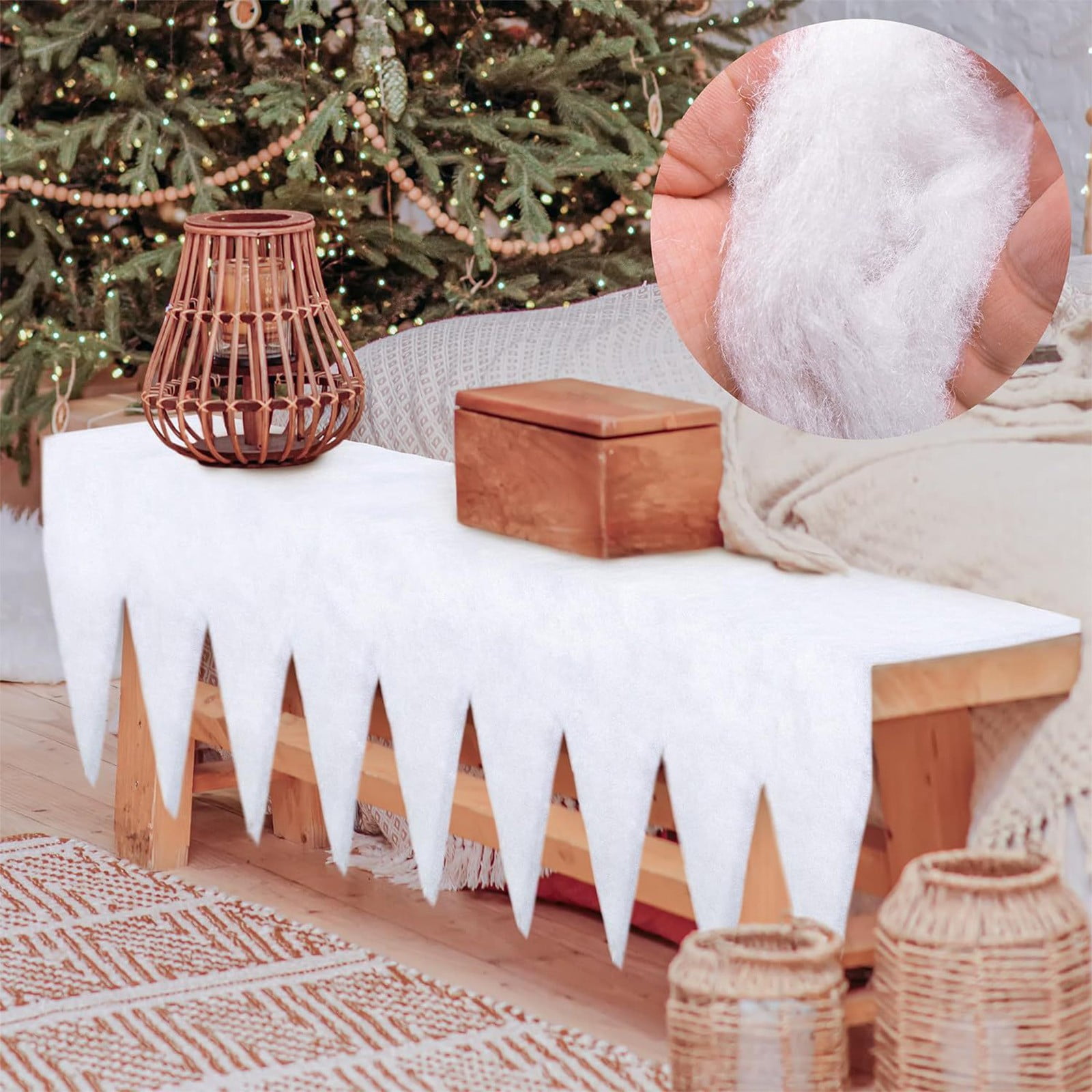 Vacemry Under $5 Artificial Snow Blanket, Fireplace Mantel Snow ...