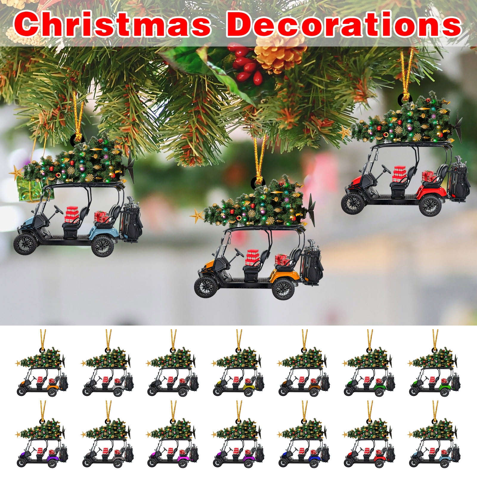 Vacemry Under $5 Car Shaped Ornament, Golf Cart Christmas Tree ...