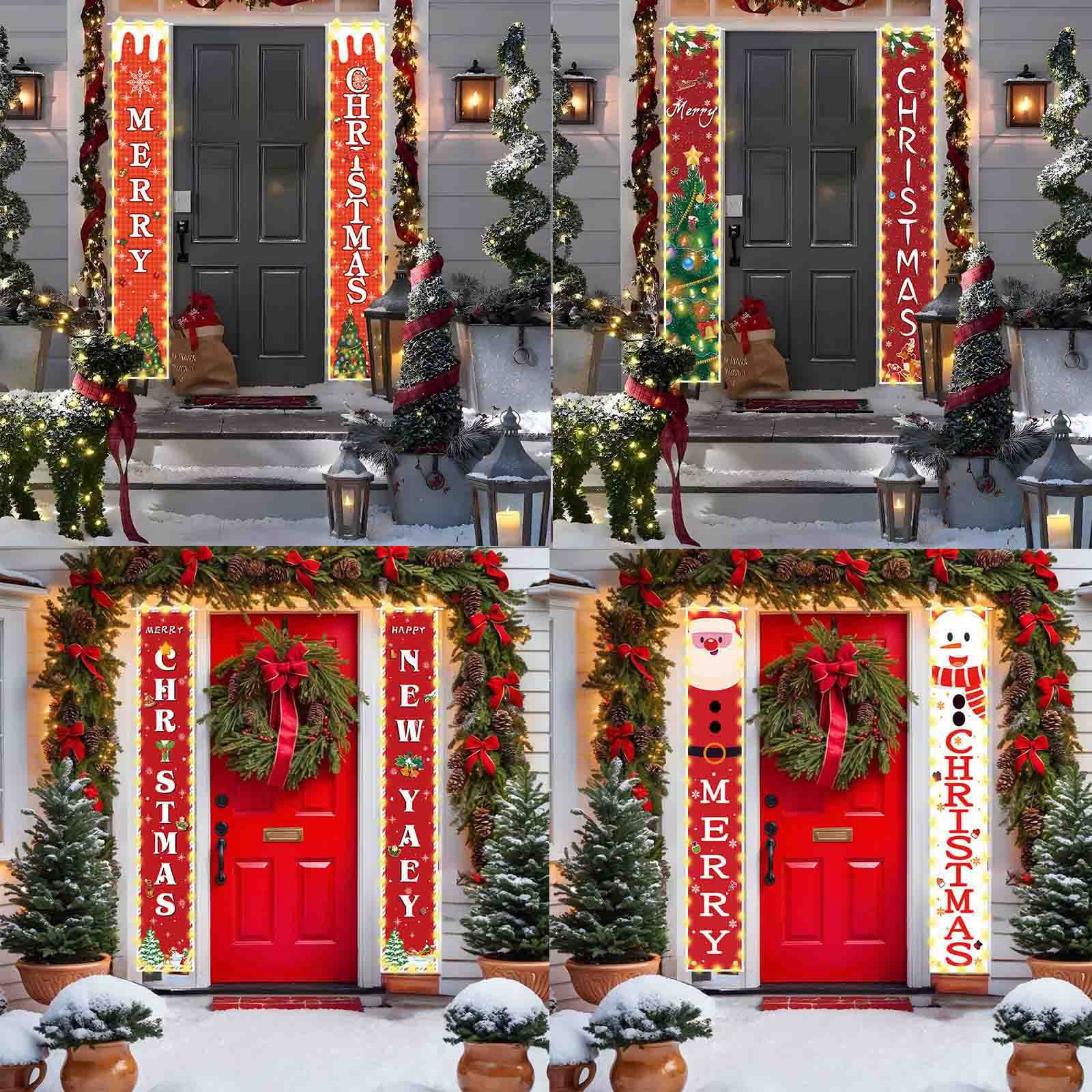 Vacemry Under $5 Christmas Couplet Door Curtain Banner, Red Polyester ...