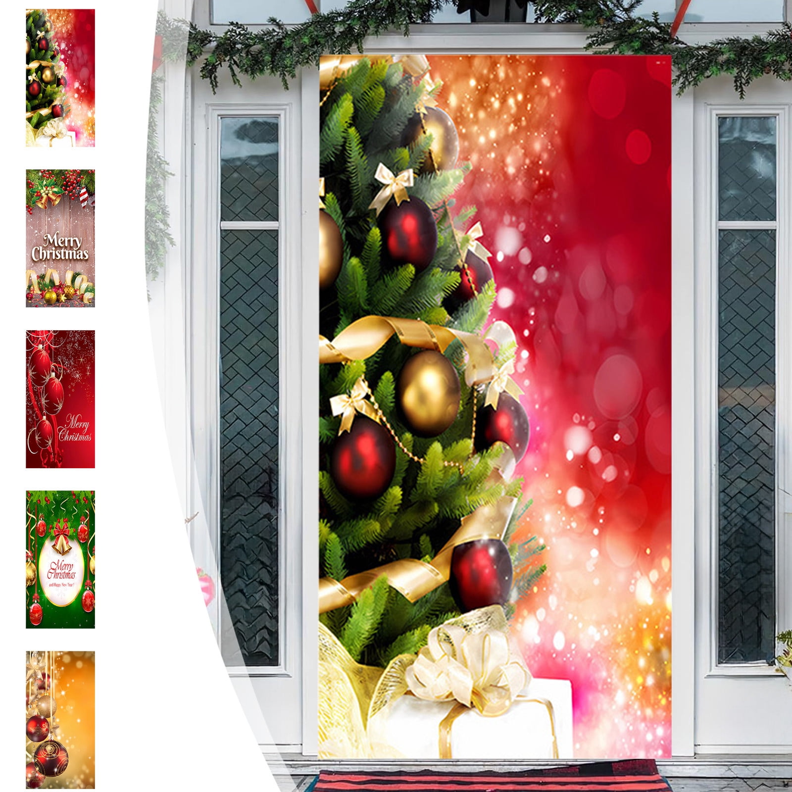 Vacemry Under $5 Christmas Fabric Door Cover, Elastic Polyester Hanging ...