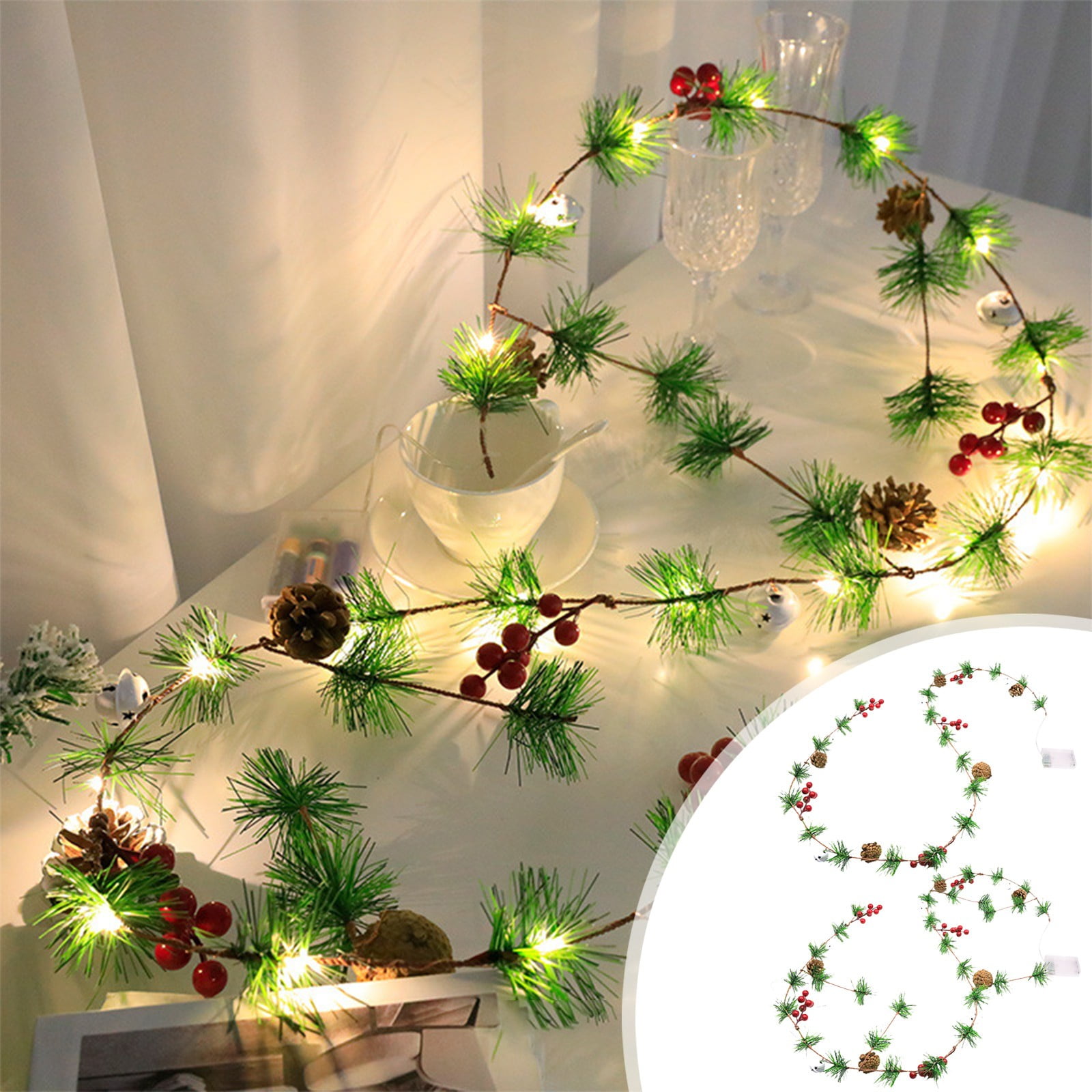 Vacemry Under $5 Christmas Light Strand, 2M 20-LED Pine Cone Berry ...