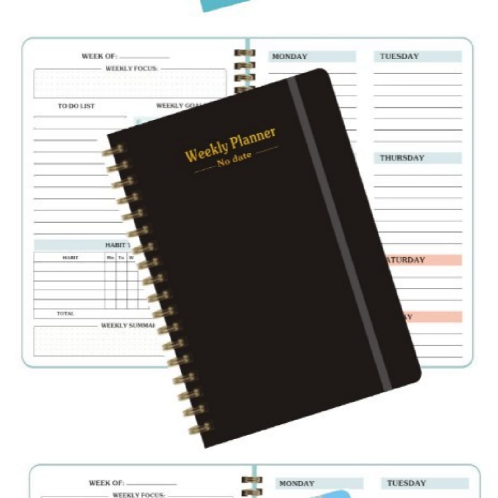 Vacemry Under $5 Desktop Coil Planner Notebook, Undated Spiral Bound ...