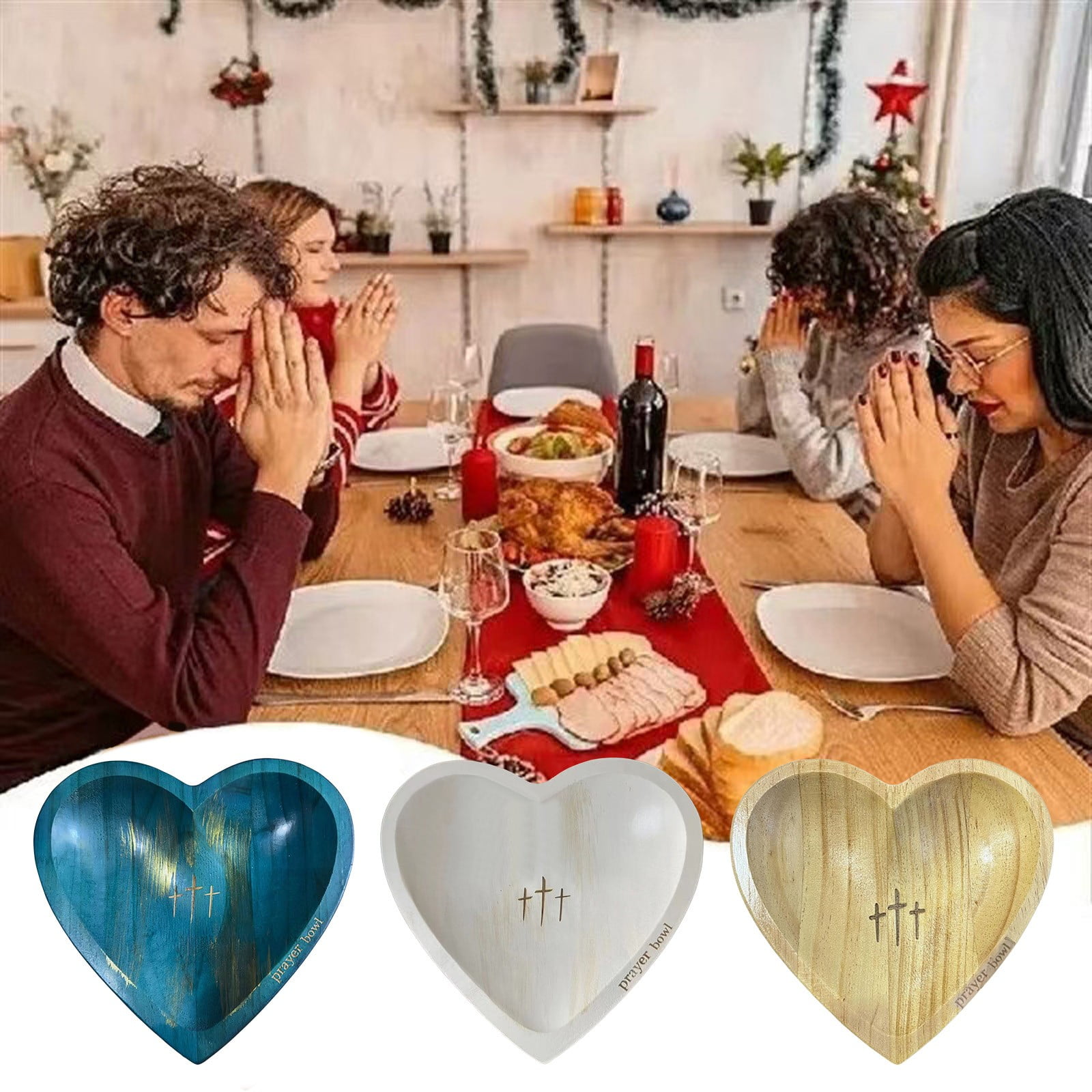 Vacemry Under $5 Heart Shaped Prayer Bowl, Wooden Prayer Container with ...