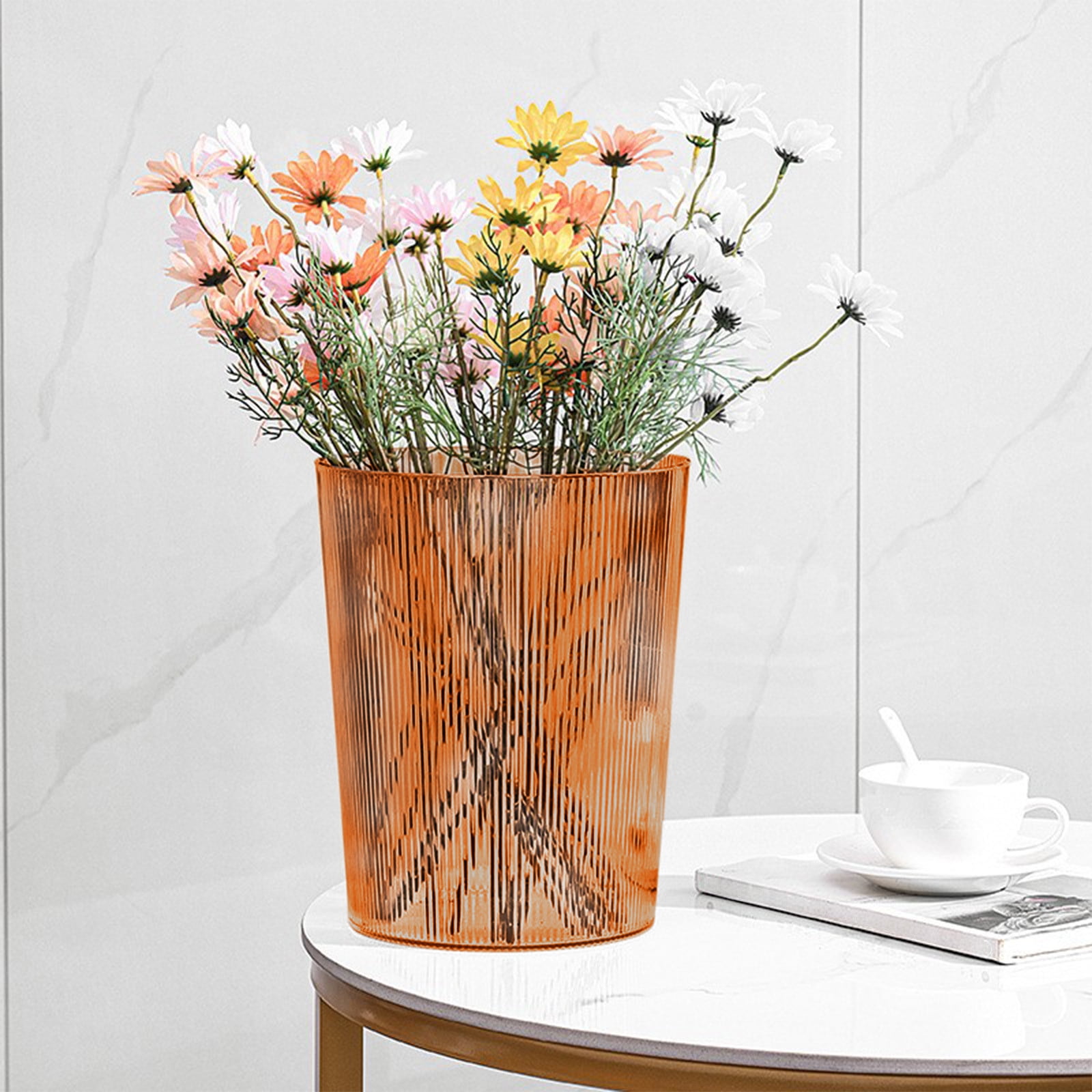 Vacemry Under $5 Large Capacity Trash Can, Vertical Stripes Waste Bin ...