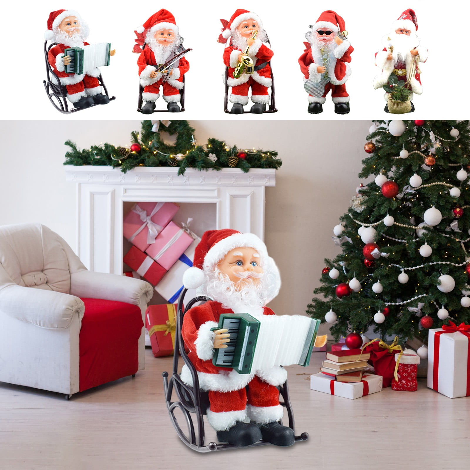 Vacemry Under $5 Musical Santa Claus Figure, Animated Singing Dancing ...
