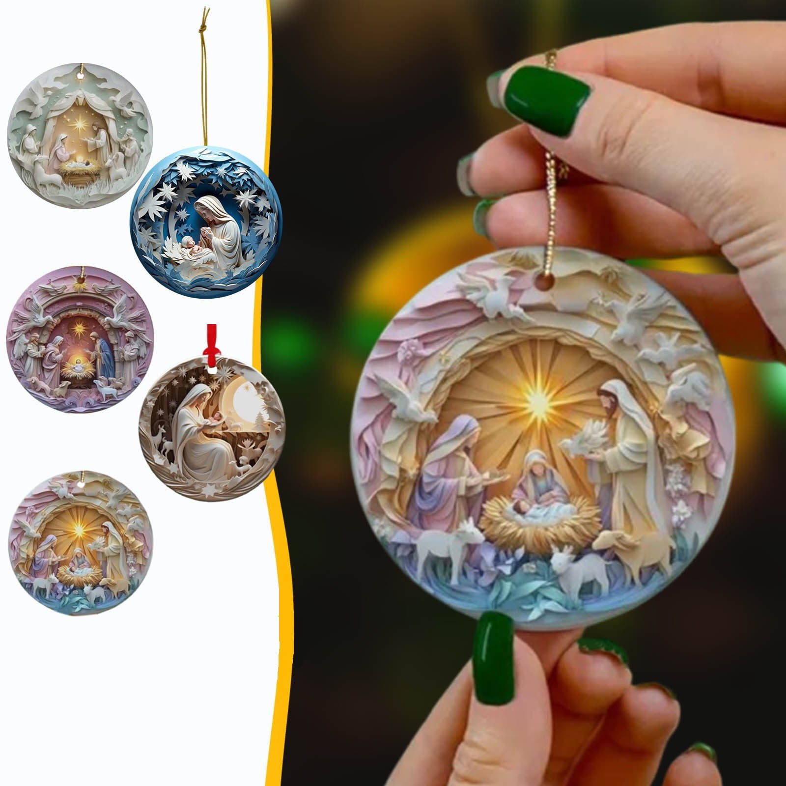 Vacemry Under $5 Nativity Scene Ornament, Christmas Tree Hanging ...