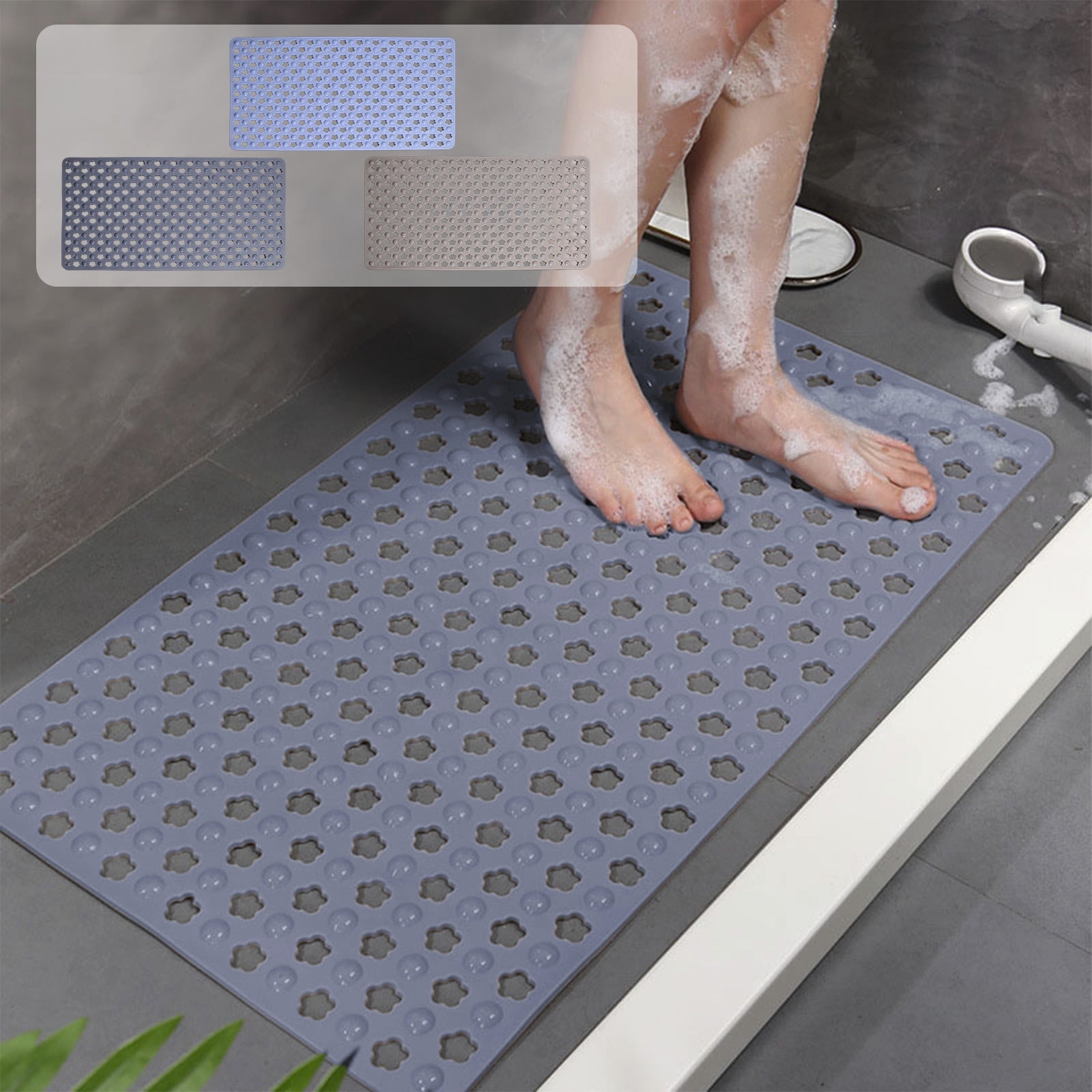 Vacemry Non-Slip Bathtub Safety Mat, Suction Cup Bottom with Drain ...