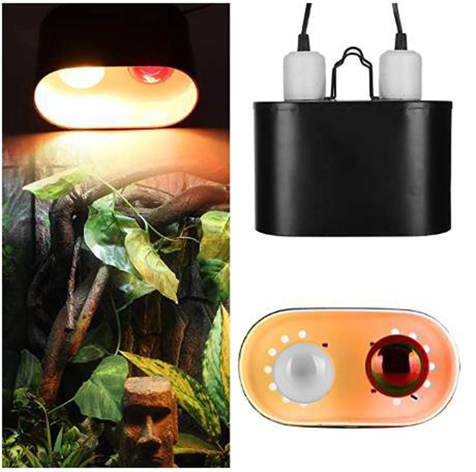 Vacemry Under $5 Reptile Lamp Fixture, Dual Ceramic Heat Lamp Dome for ...
