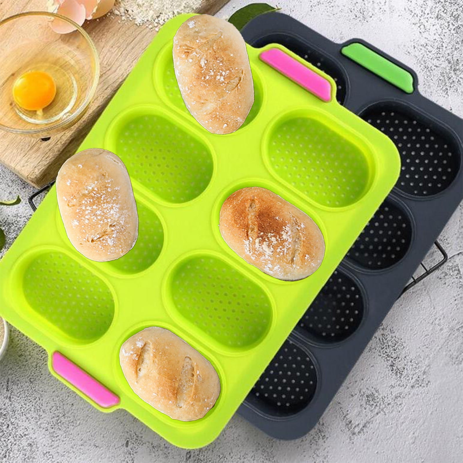 Vacemry Under $5 Silicone Cake Mold, 8-Compartment Baking Pan, Non ...