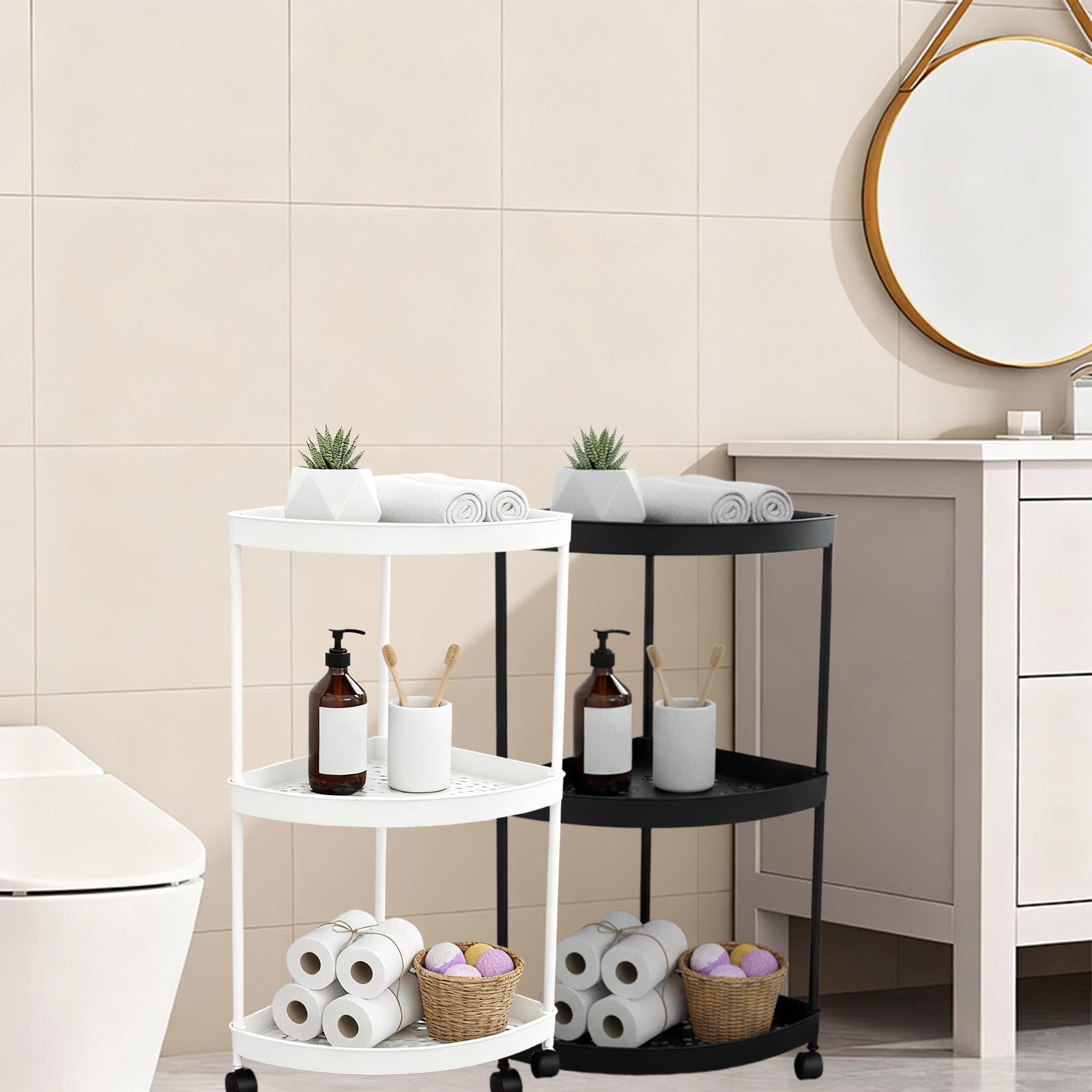 Vacemry Under $5 Three Tier Rolling Shelf, Mobile Corner Organizer with ...