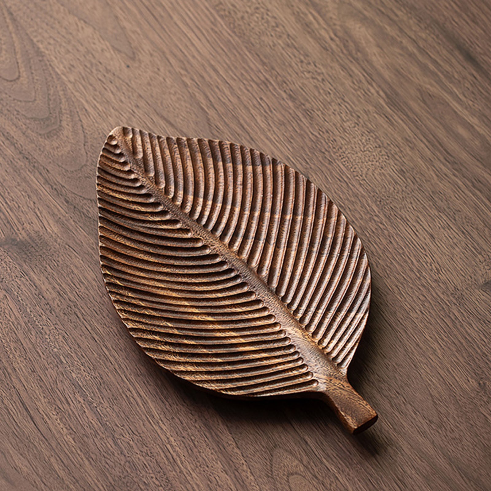 Vacemry Under $5 Wooden Tea Tray with Leaf Vein Pattern, Dry Brewing ...