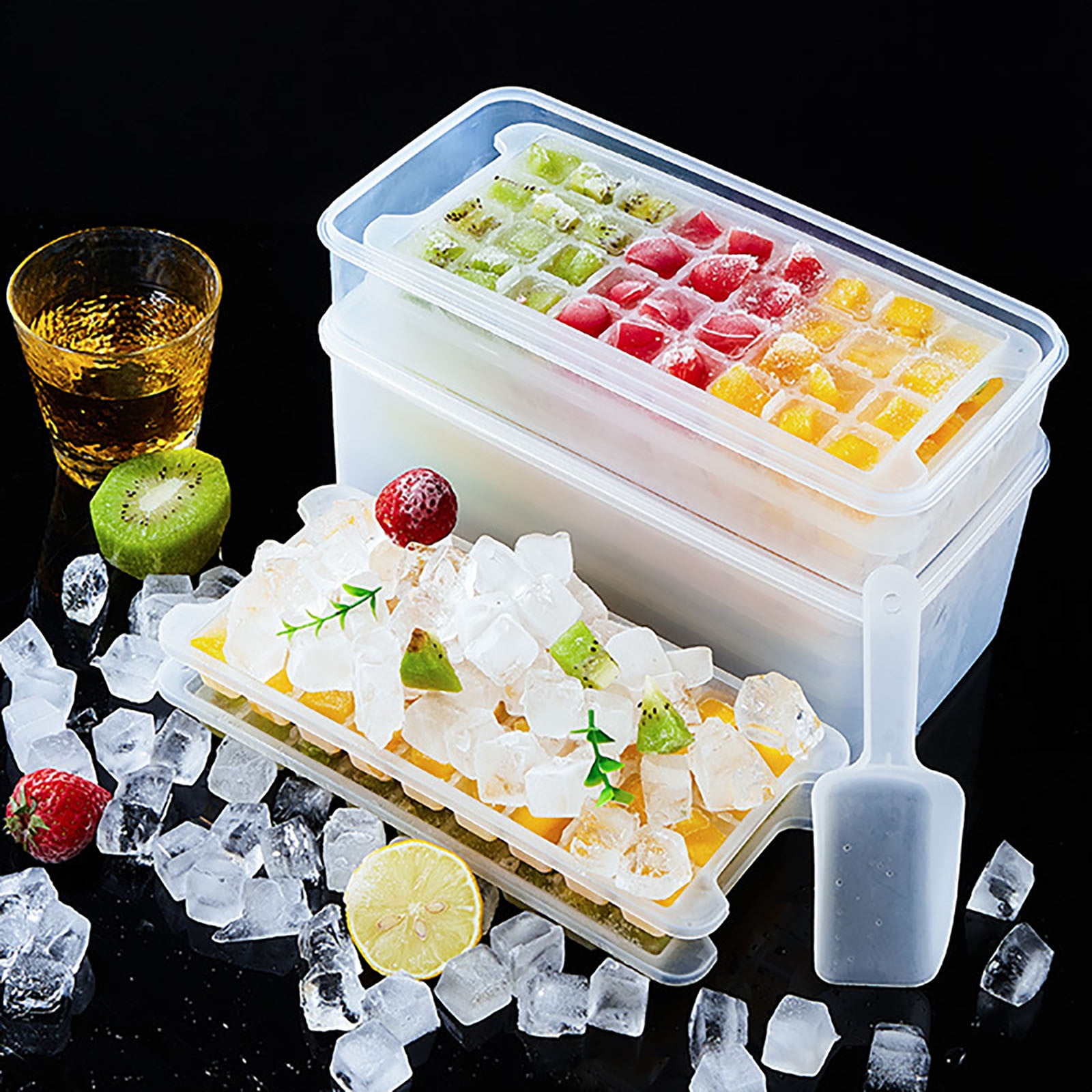 Vacemry 5Pcs Plastic Ice Tray, Multi-Layer Ice Tray Maker for Large Ice ...