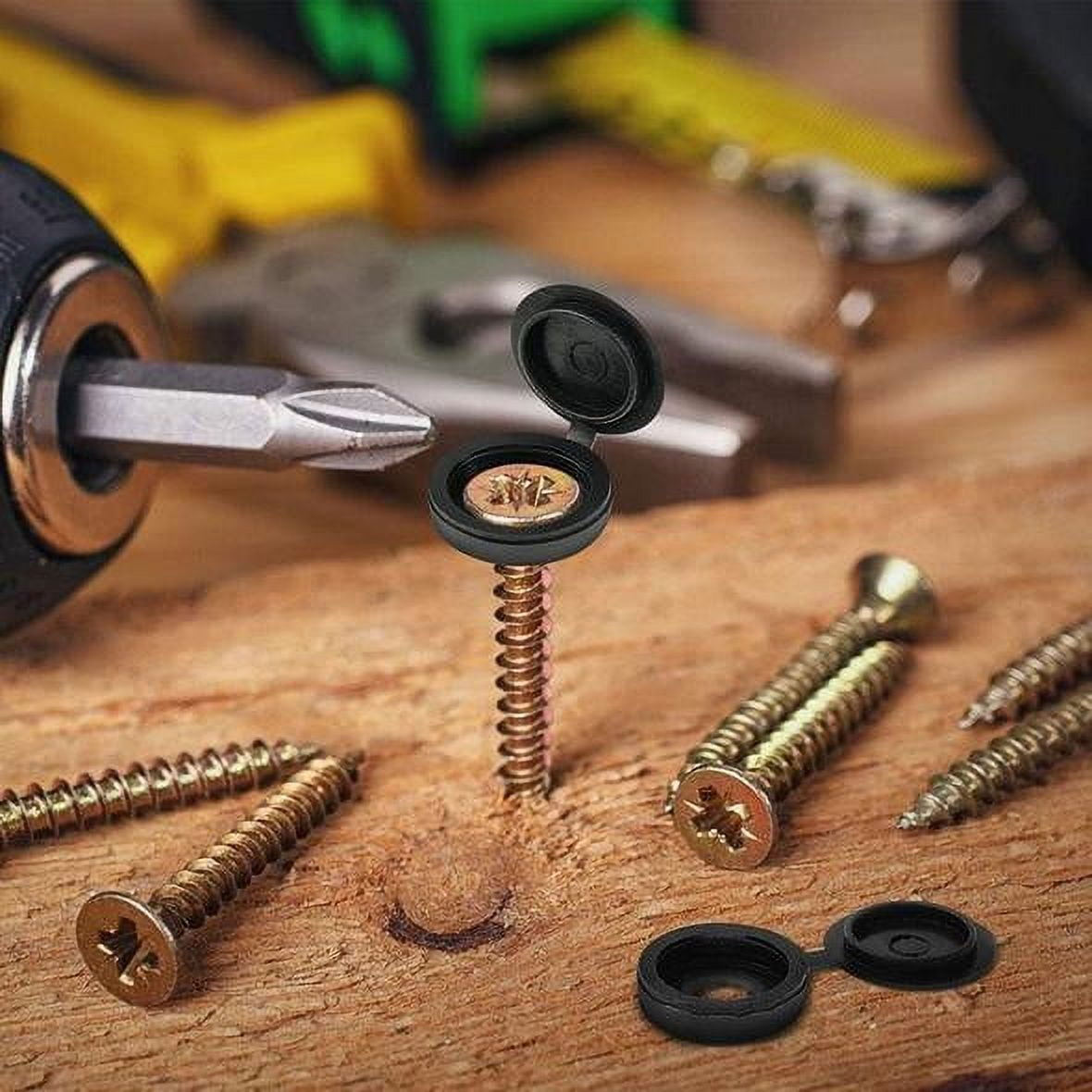 Vacemry 7Pcs Screw Cover Caps, 100pcs Hinged Plastic Screw Cover Caps ...