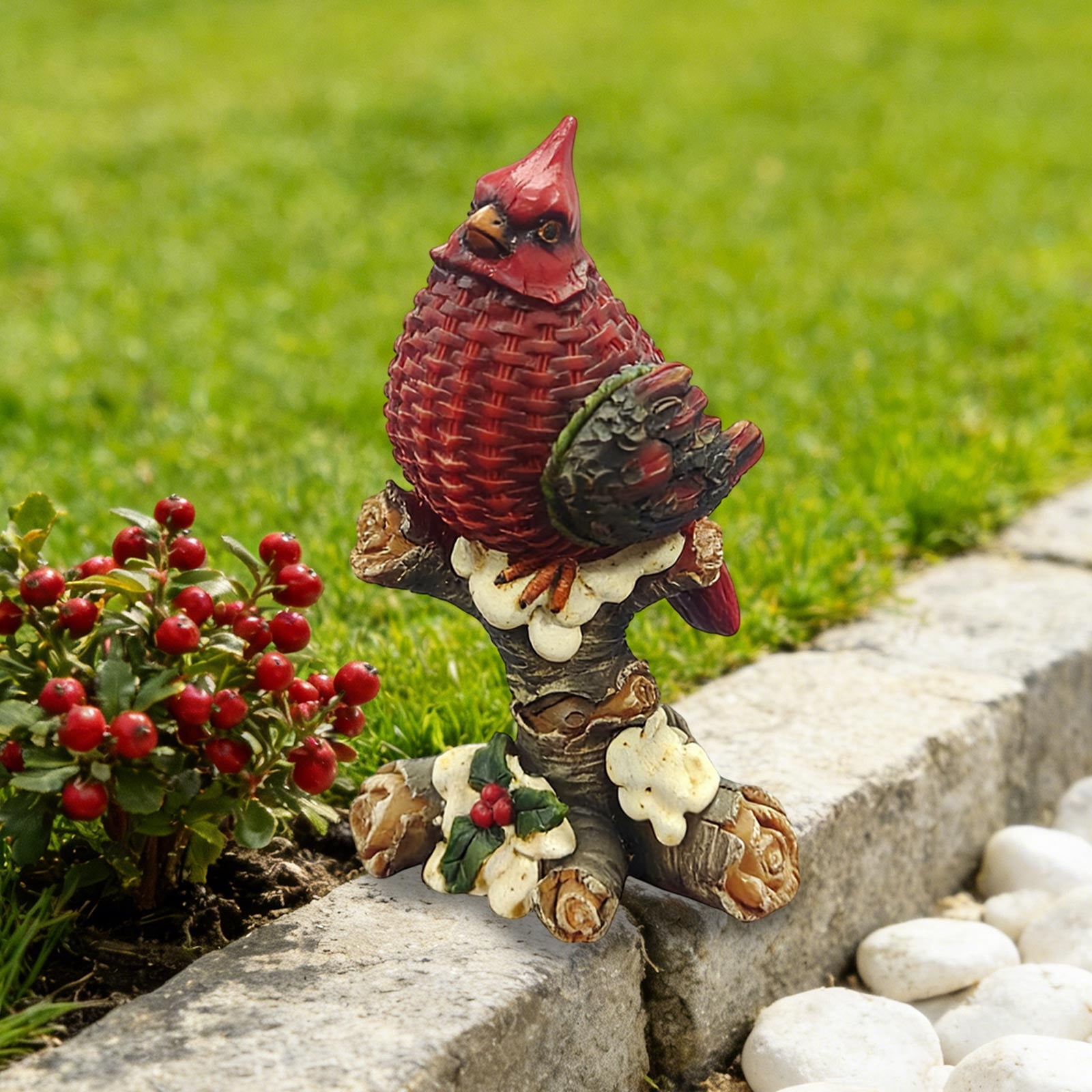 Vacemry Bird Statue, Red Bird Garden Statue, Outdoor Resin Bird ...