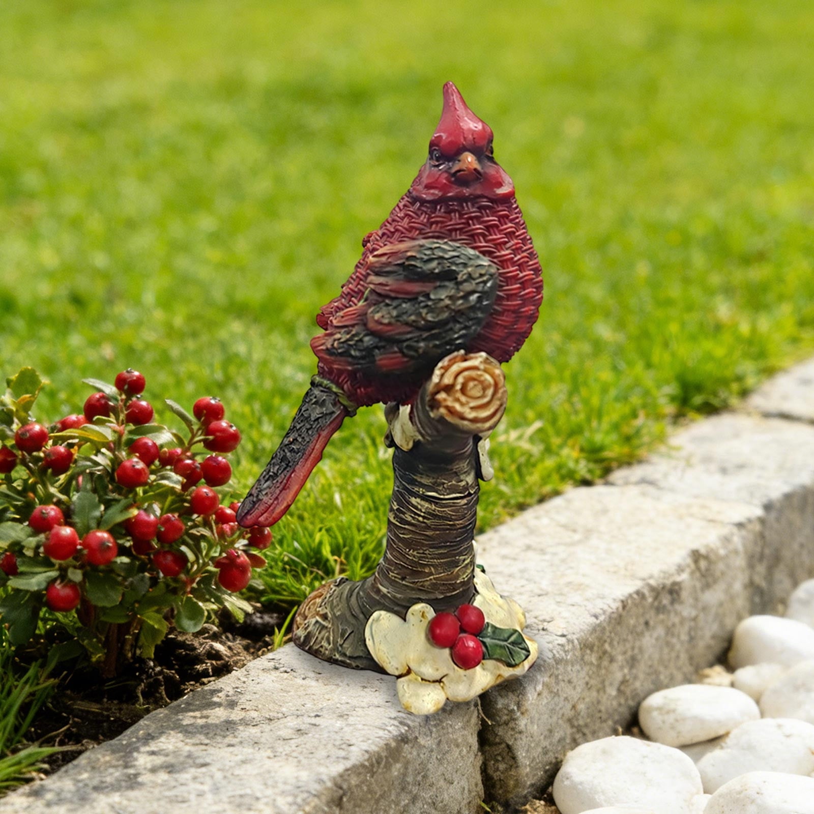Vacemry Bird Statue, Red Bird Garden Statue, Outdoor Resin Bird ...