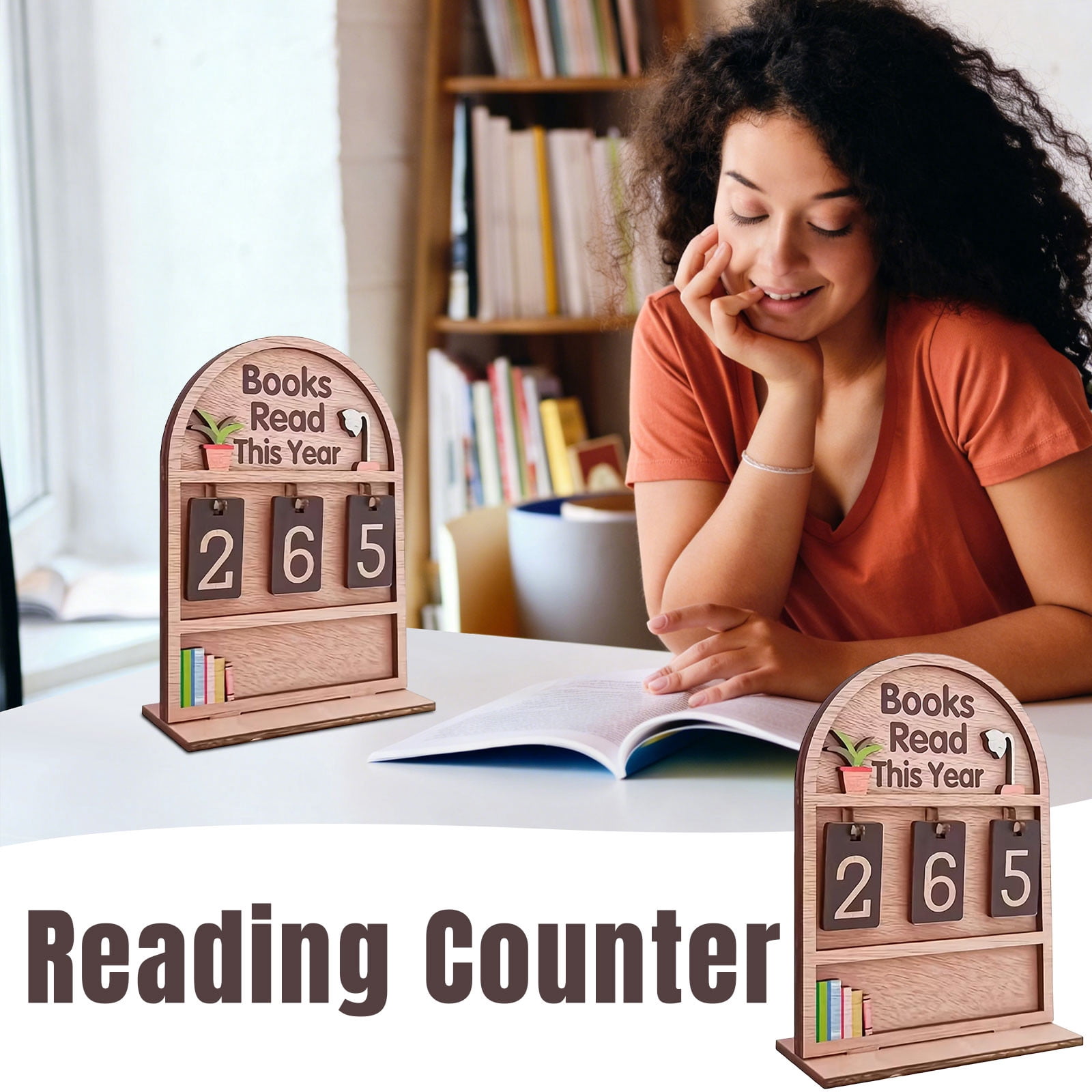 Vacemry Book Counter, Wooden Sliding Read Counter and Reading Progress ...