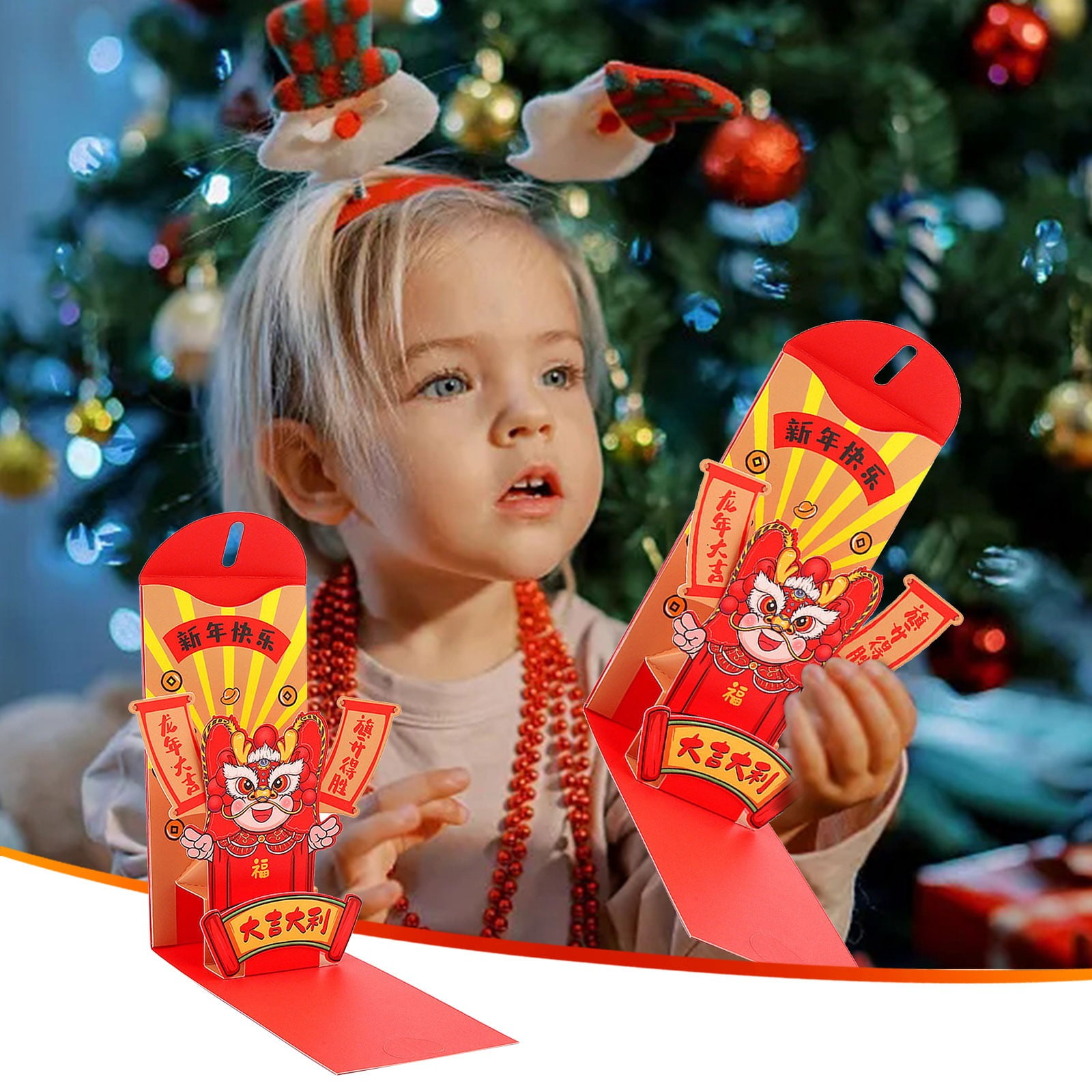 Vacemry Folding Red PacketTraditional Gift Money Envelope with 3D Pop ...