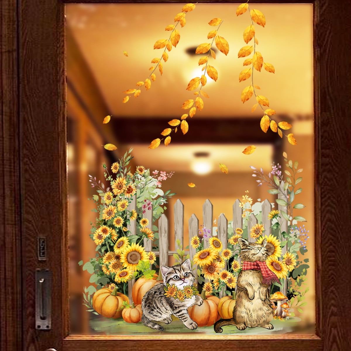 Vacemry Gold Wall Sticker, Gold Leaf and Sunflower Removable Wall ...