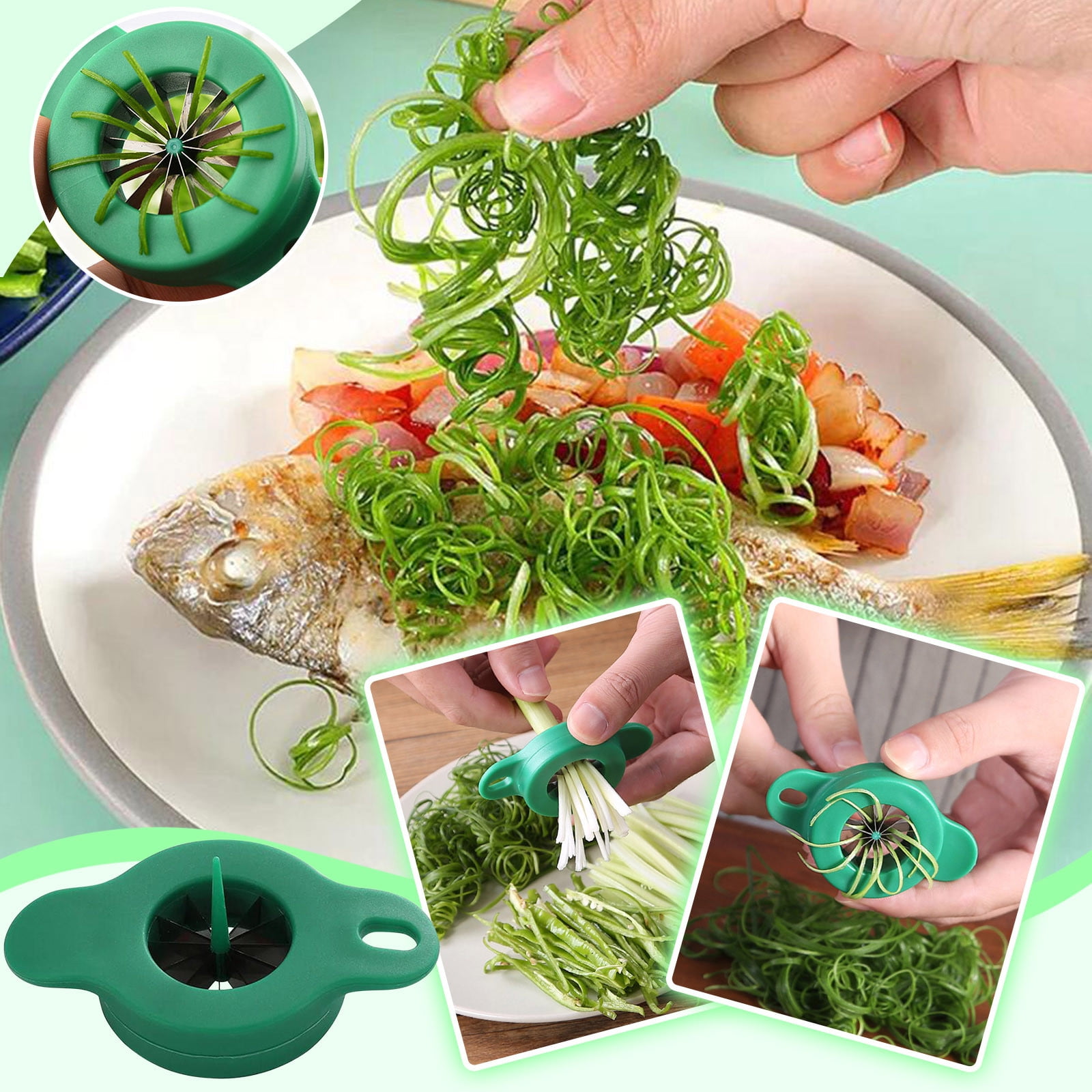 Vacemry Green Onion CutterStainless Steel Shredded Vegetable Cutter for Green Onions Herbs ...